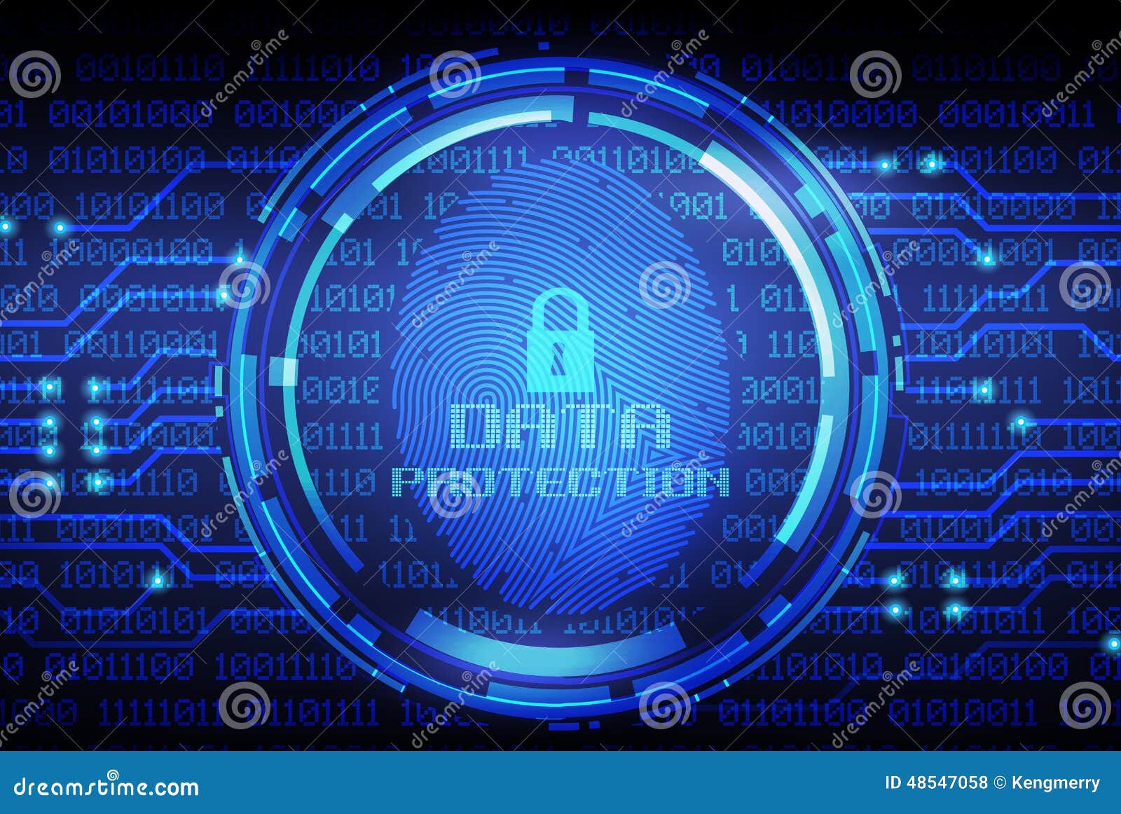 Fingerprint and Data Protection on Digital Screen Stock Vector ...