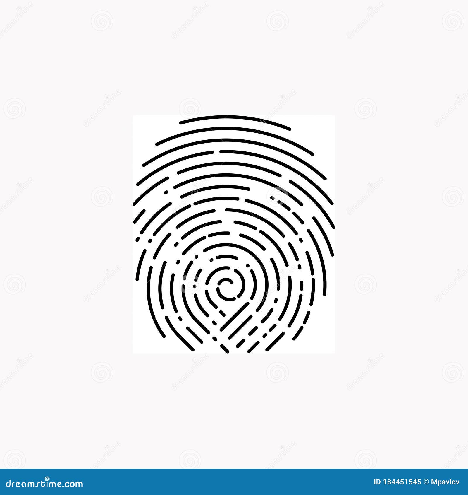 Fingerprint Rounded Shape . Fingermark And Thumbprint, Dactylogram Of ...