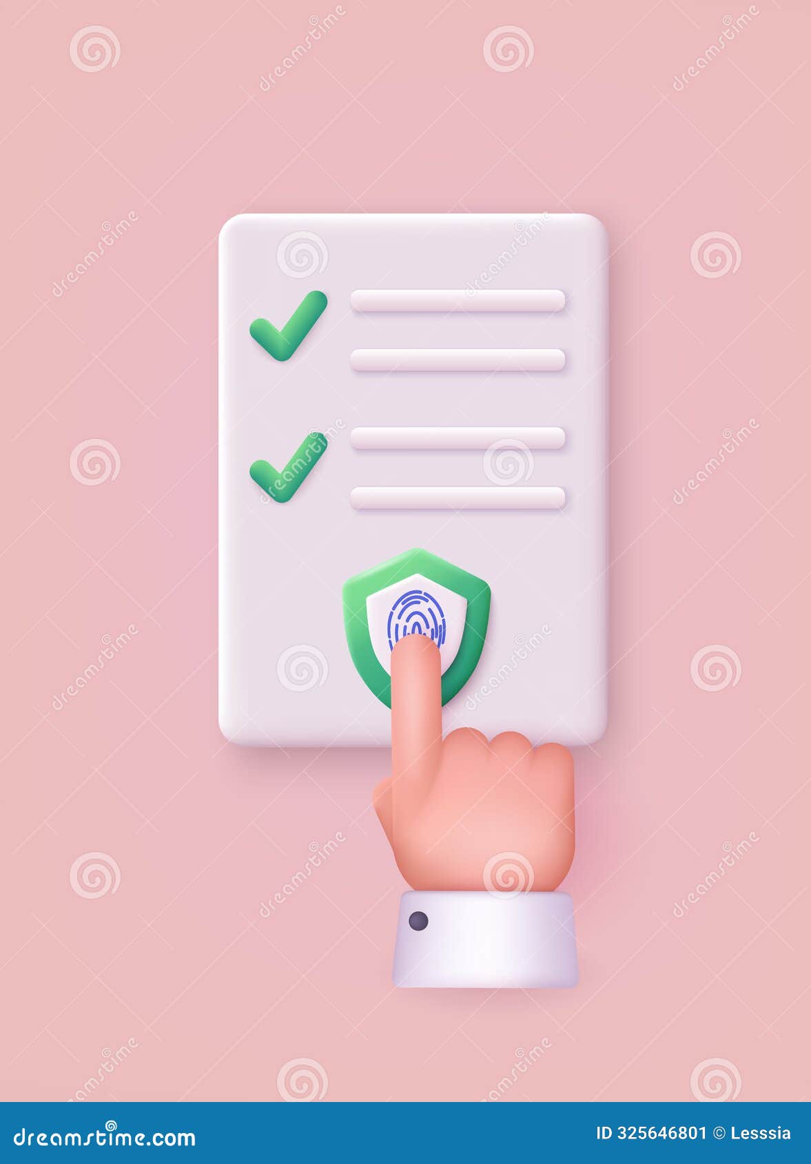 Fingerprint Document Digital Security Authentication Concept. 3d Finger ...