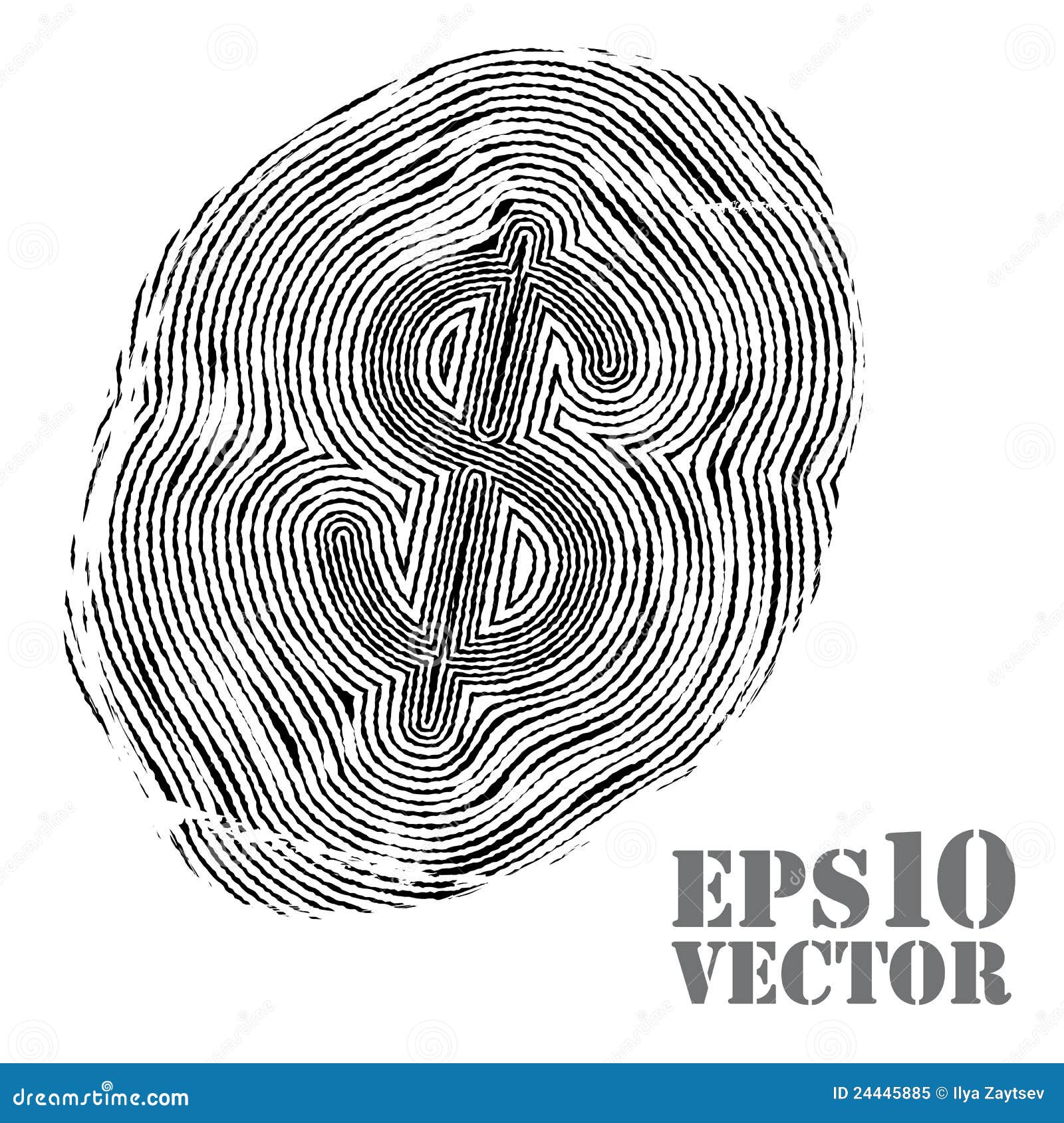 Fingerprint with Dollar Sign. Stock Vector - Illustration of white ...
