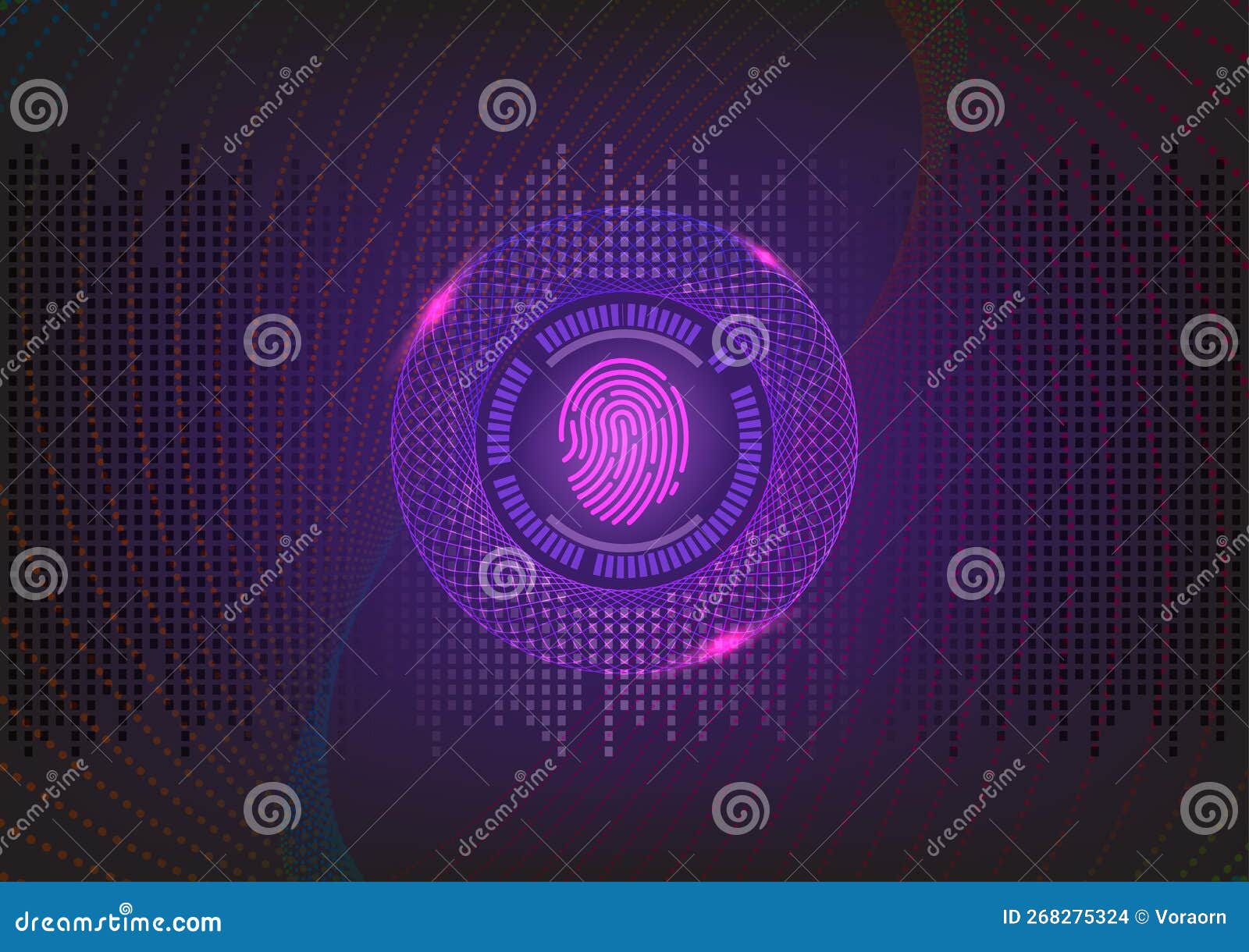 Fingerprint on Dot and Mesh Stock Vector - Illustration of mesh ...