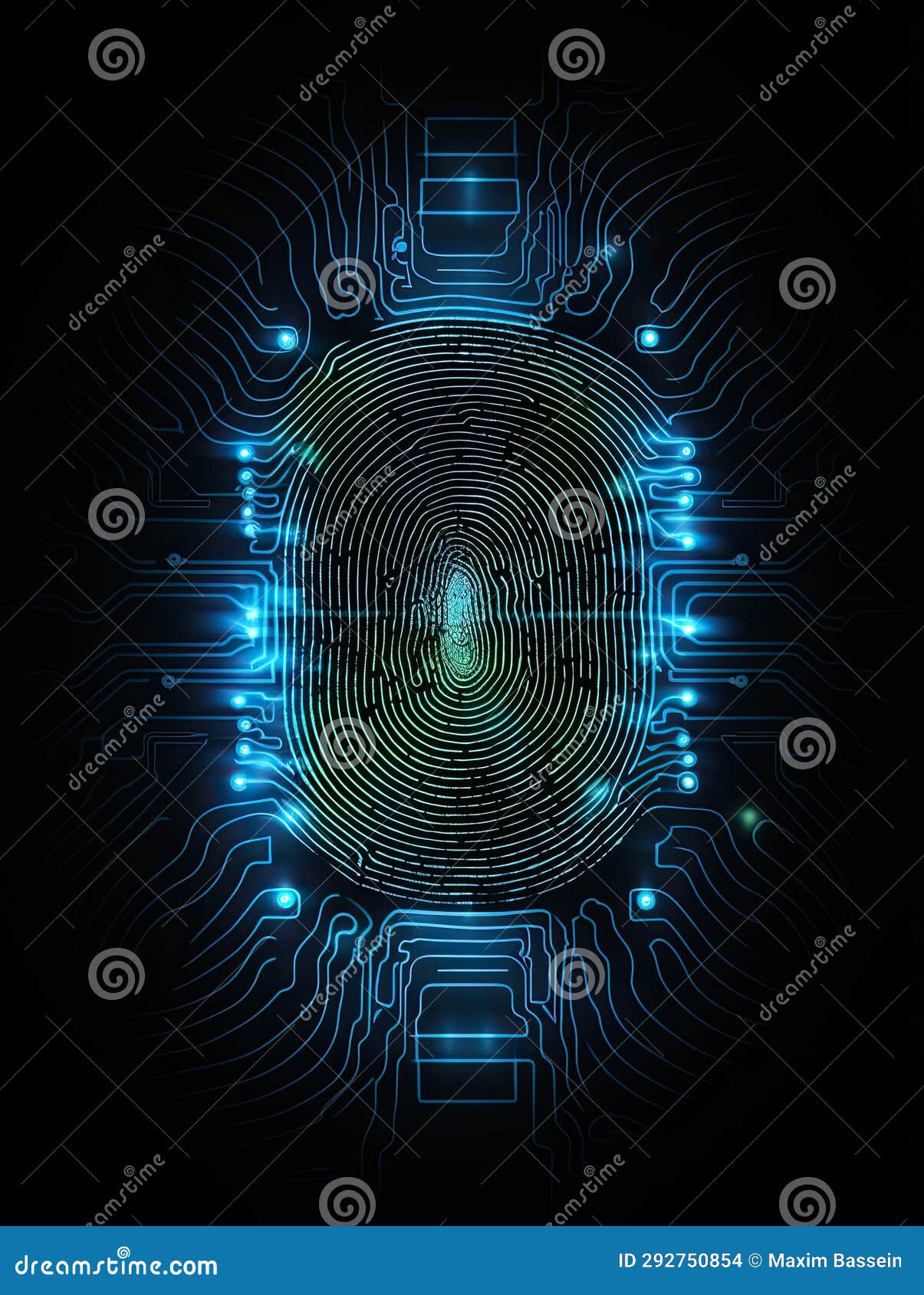 Fingerprint in Electronic Form. Generated by AI Stock Illustration ...