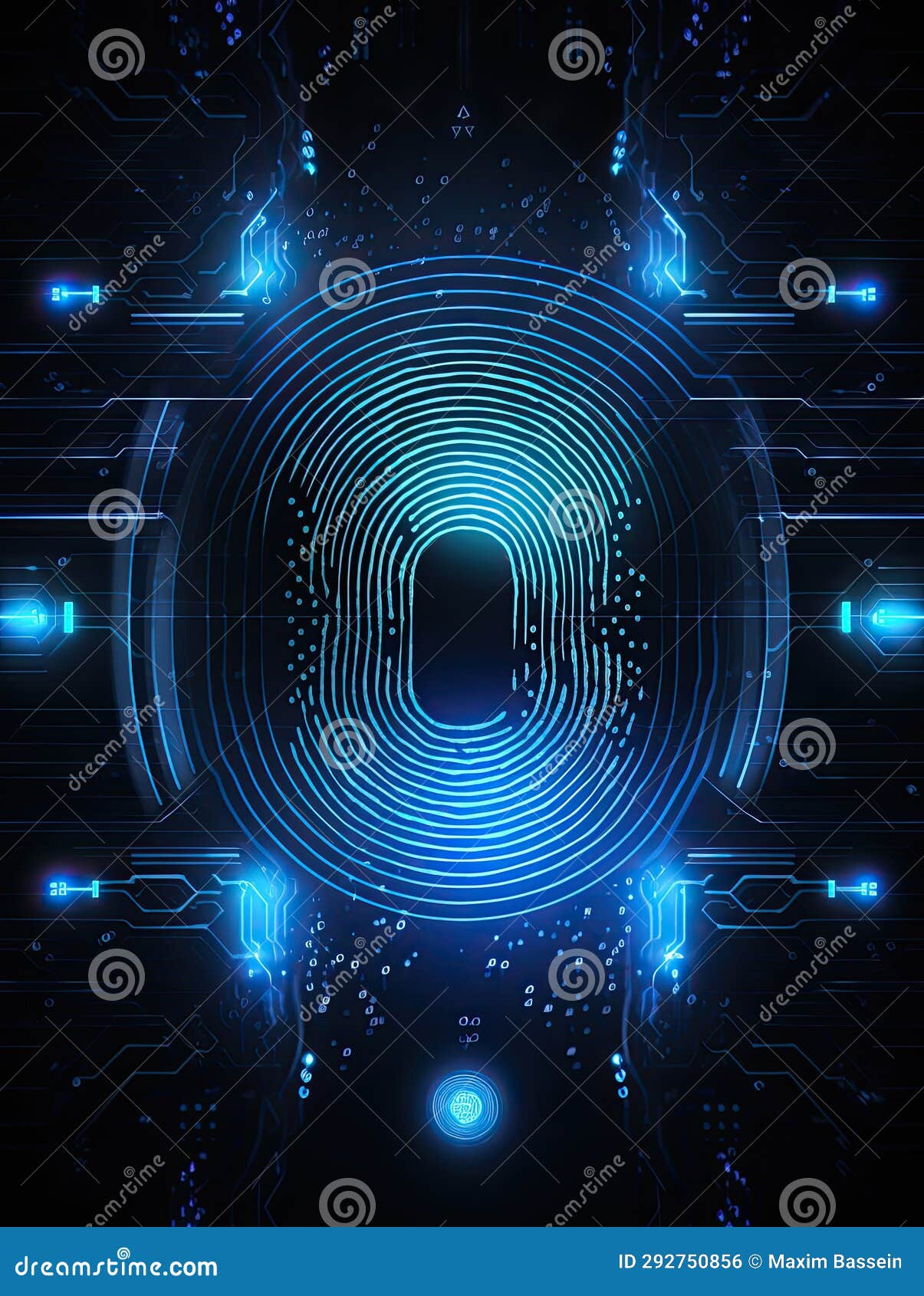 Fingerprint in Electronic Form. Generated by AI Stock Illustration ...