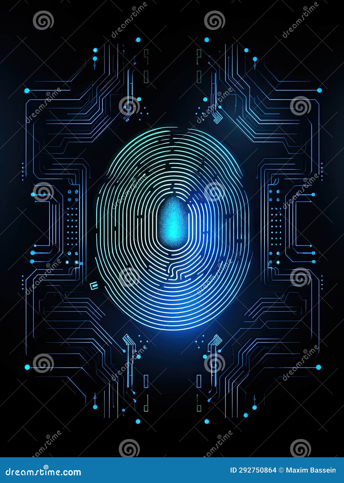Fingerprint in Electronic Form. Generated by AI Stock Illustration ...