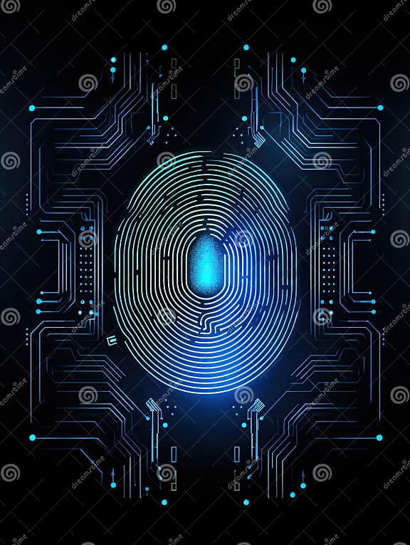 Fingerprint in Electronic Form. Generated by AI Stock Illustration ...