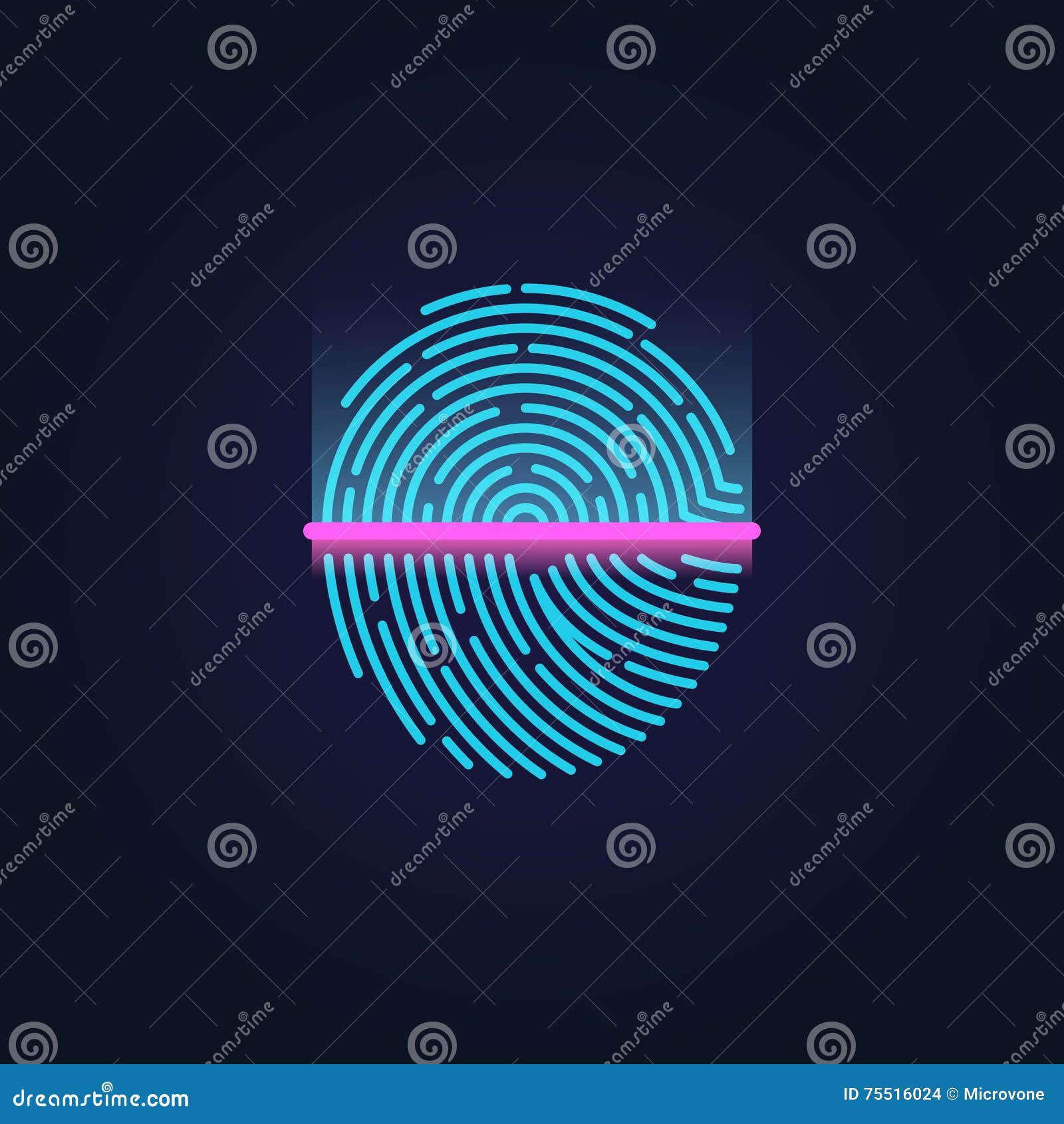 Fingerprint Electronic Scanning Identification System Vector ...