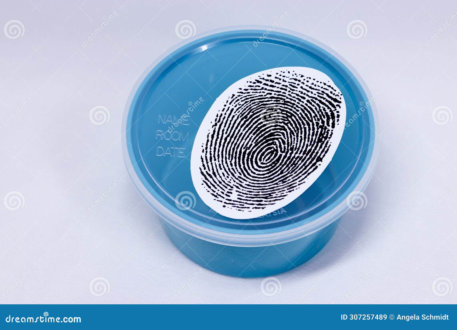 Fingerprint Evidence in Blue Container Stock Image - Image of criminal ...