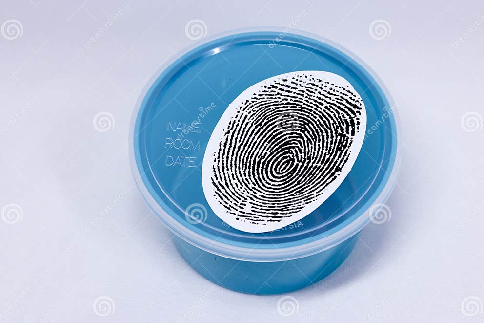 Fingerprint Evidence in Blue Container Stock Image - Image of criminal ...