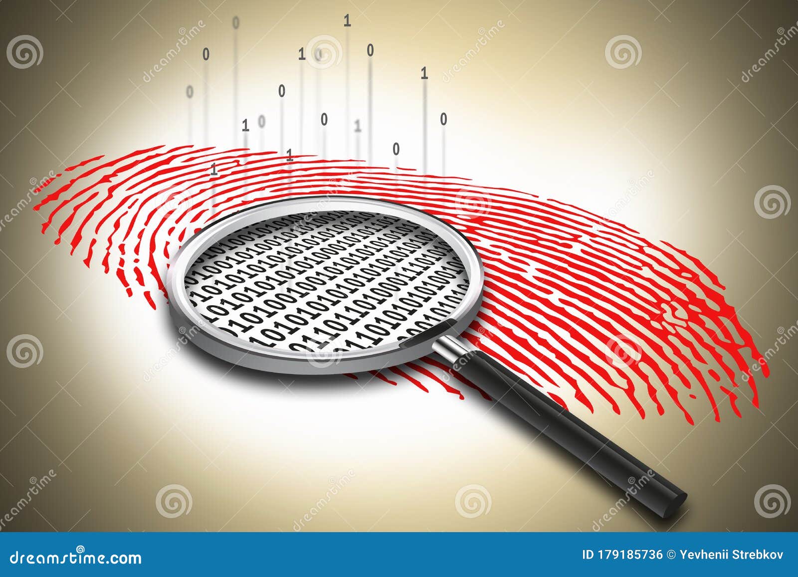 The Fingerprint Is Examined By A Magnifying Glass Royalty-Free Stock ...