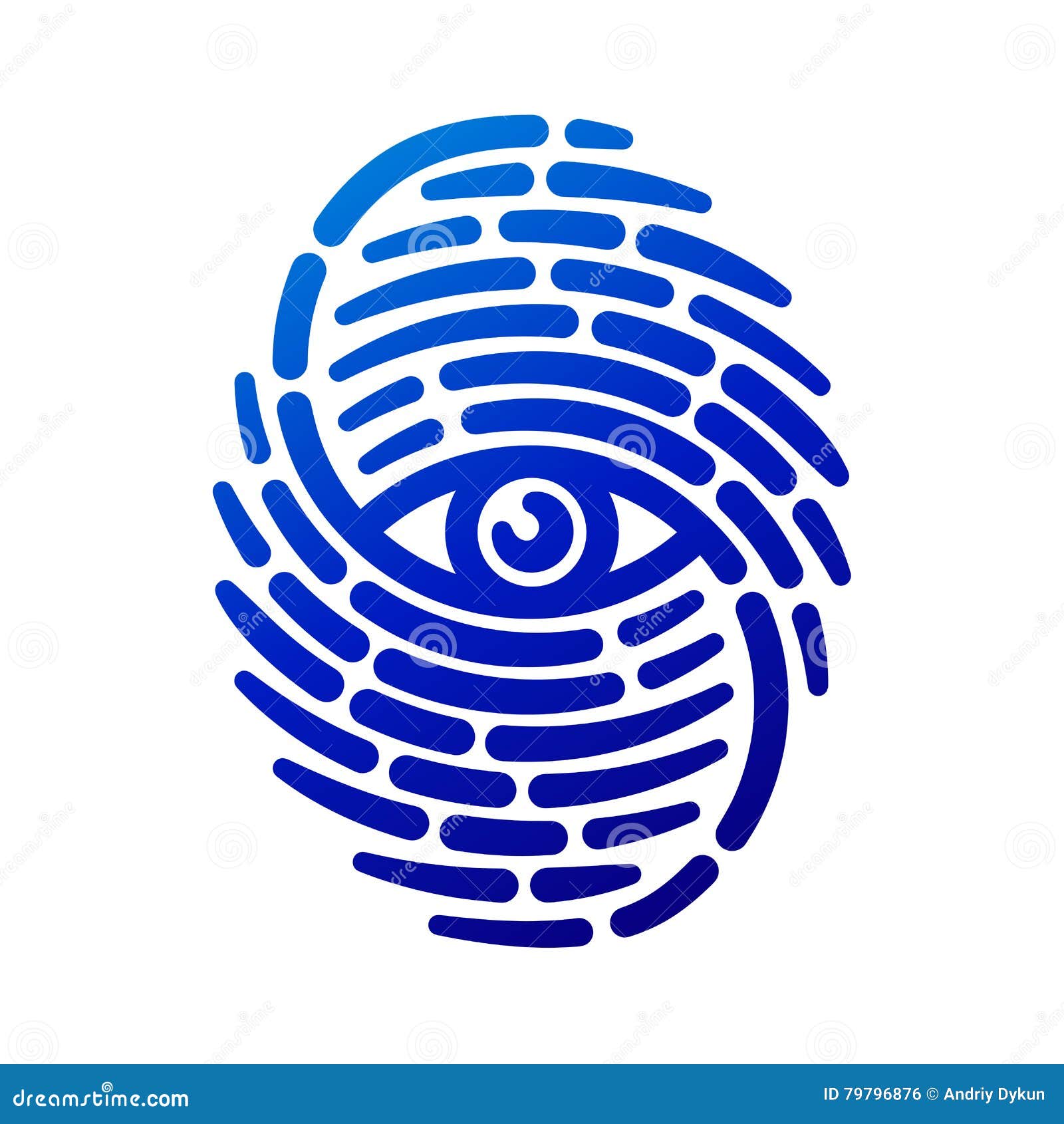 Fingerprint with eye stock vector. Illustration of contour - 79796876