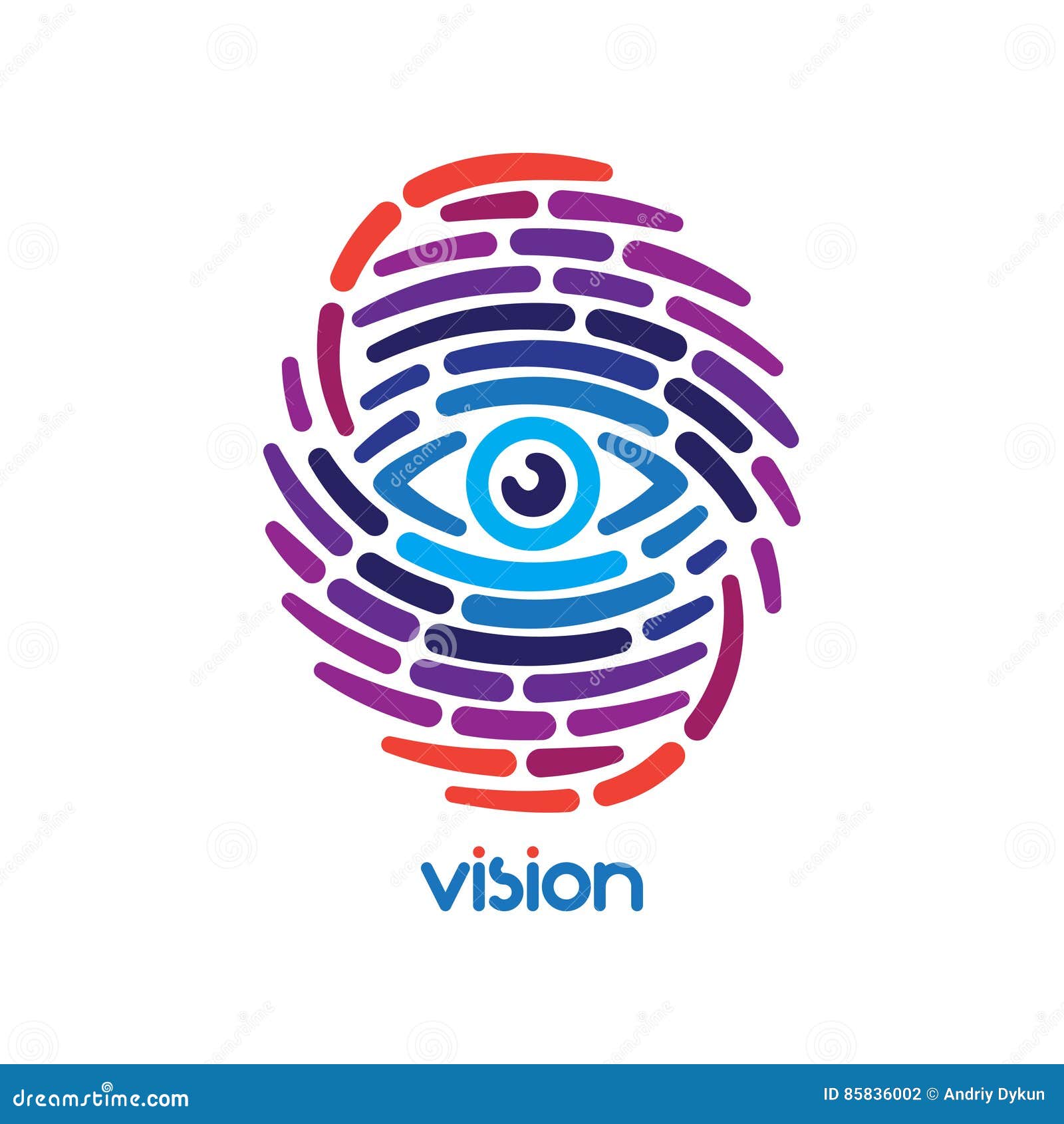 Fingerprint with eye stock vector. Illustration of iris - 85836002