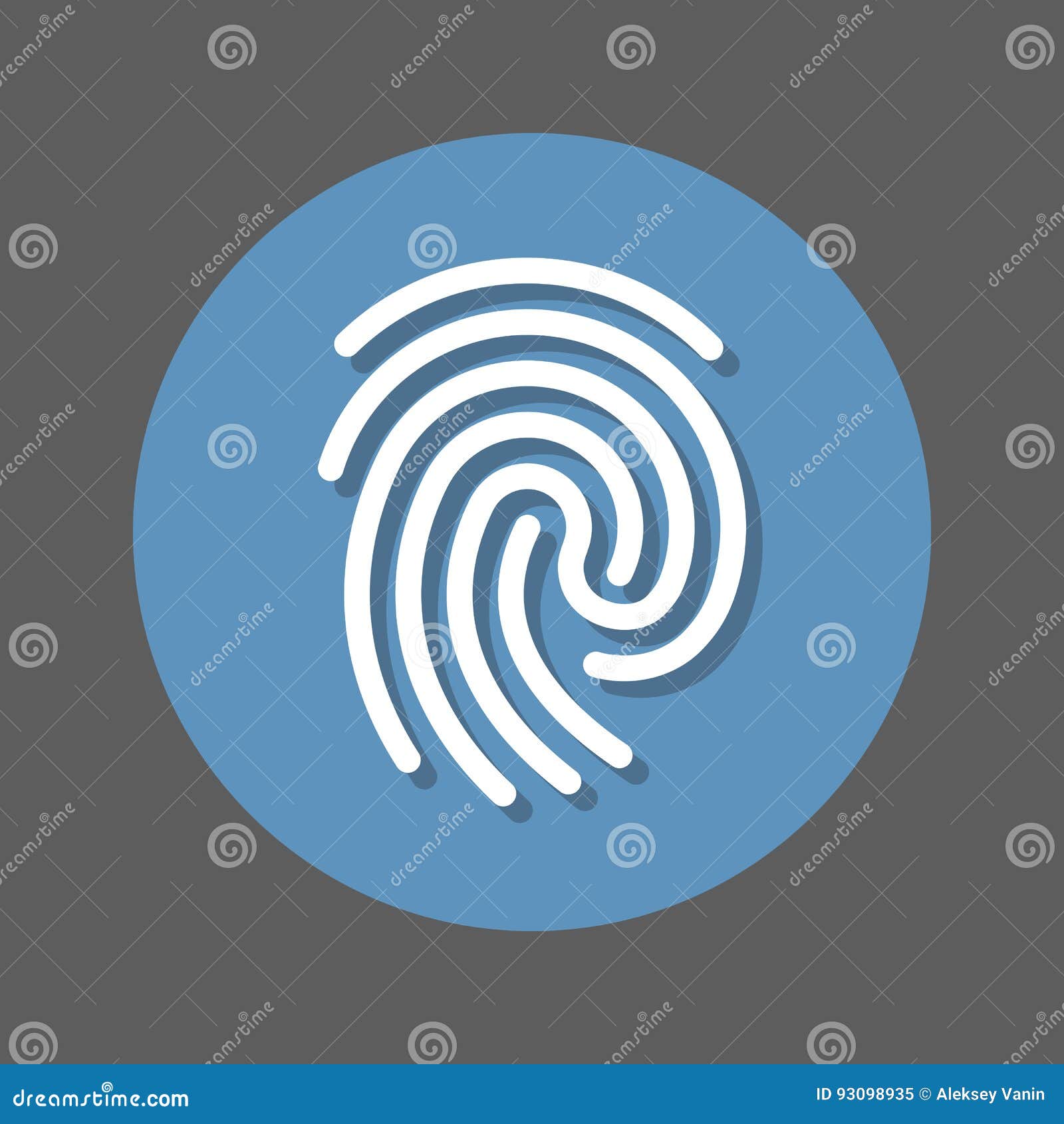 Fingerprint Flat Icon. Round Colorful Button, Circular Vector Sign with ...
