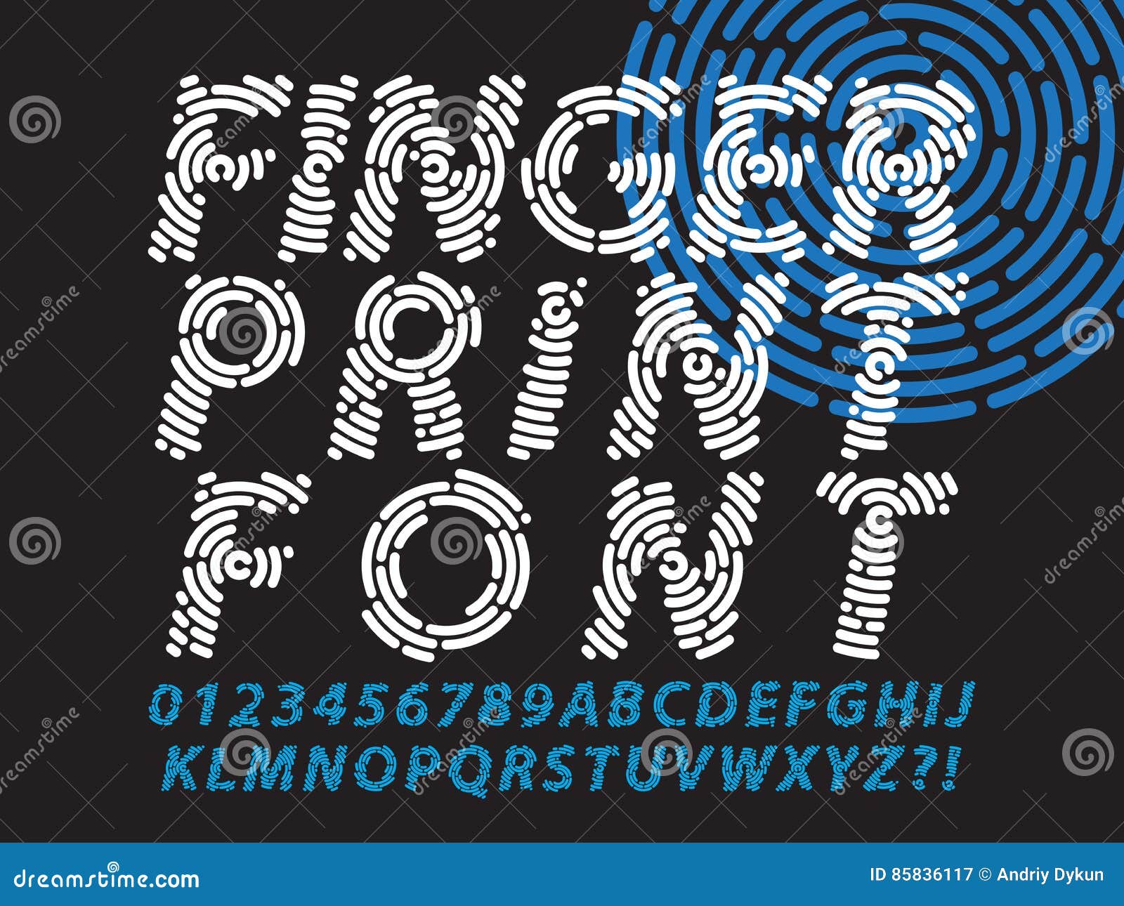 Fingerprint font set stock vector. Illustration of print - 85836117
