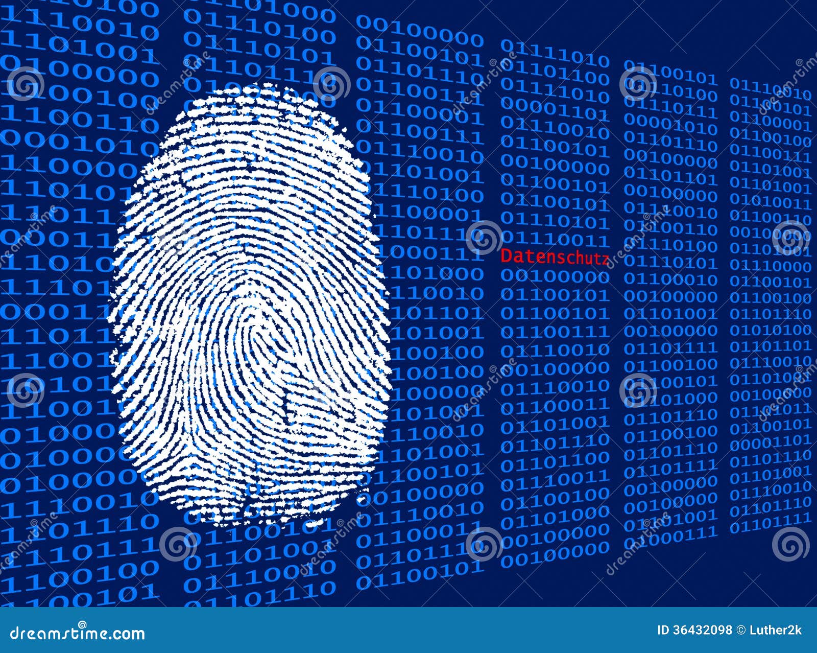 Fingerprint in Front of Binary Background Stock Illustration ...
