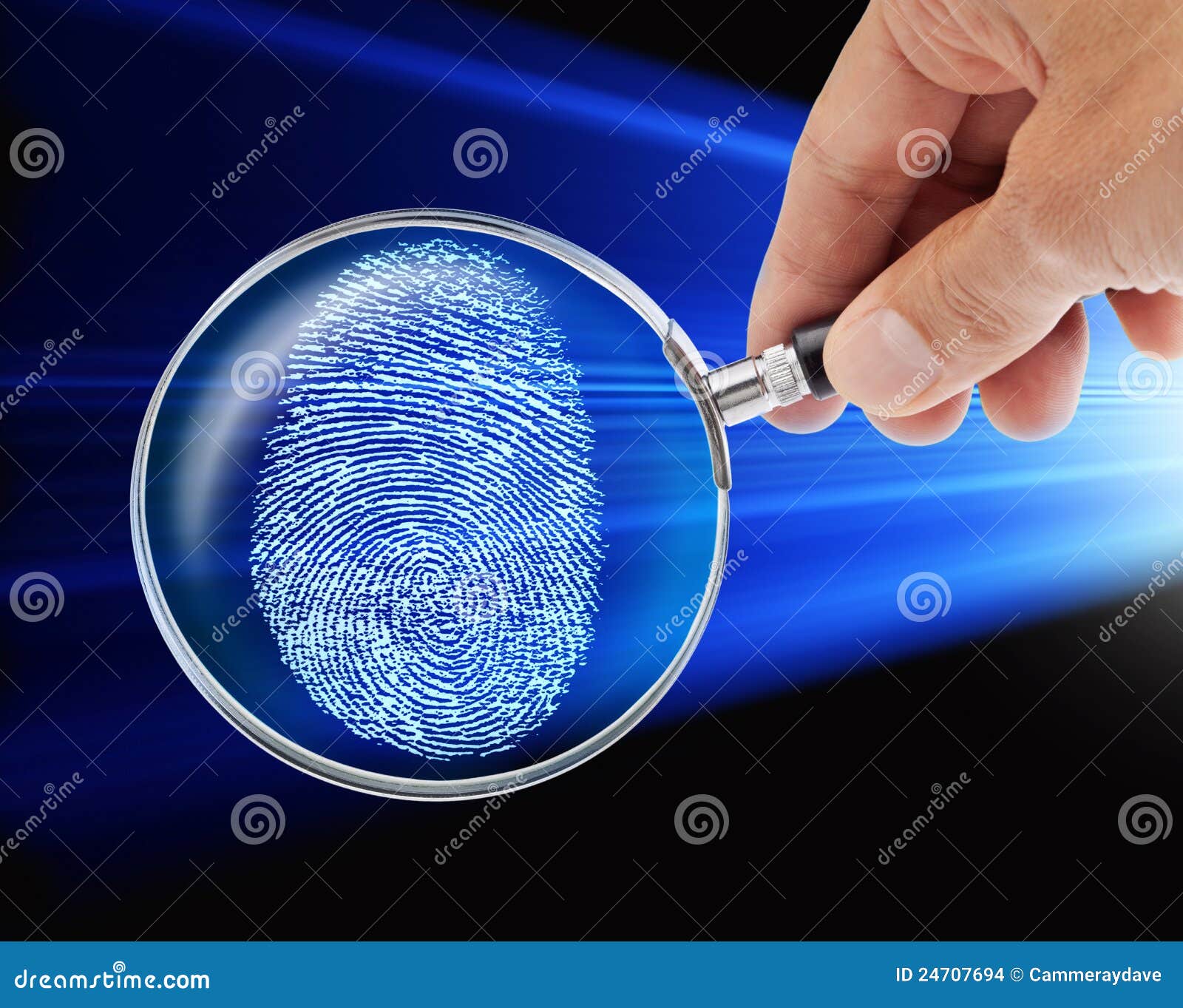Fingerprint Hand Magnifying Glass Security Hacker Stock Photo - Image ...