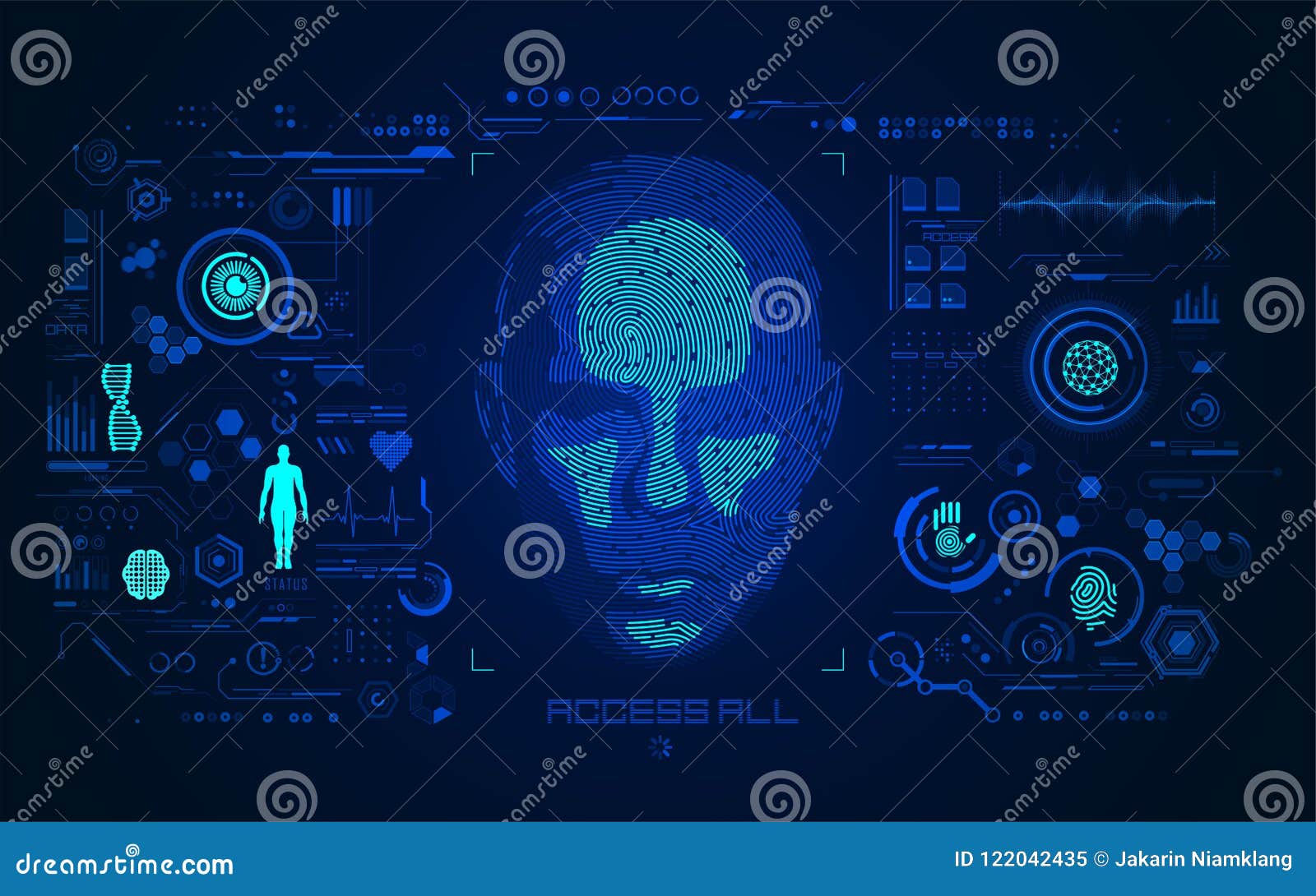 Fingerprint Head stock vector. Illustration of design - 122042435