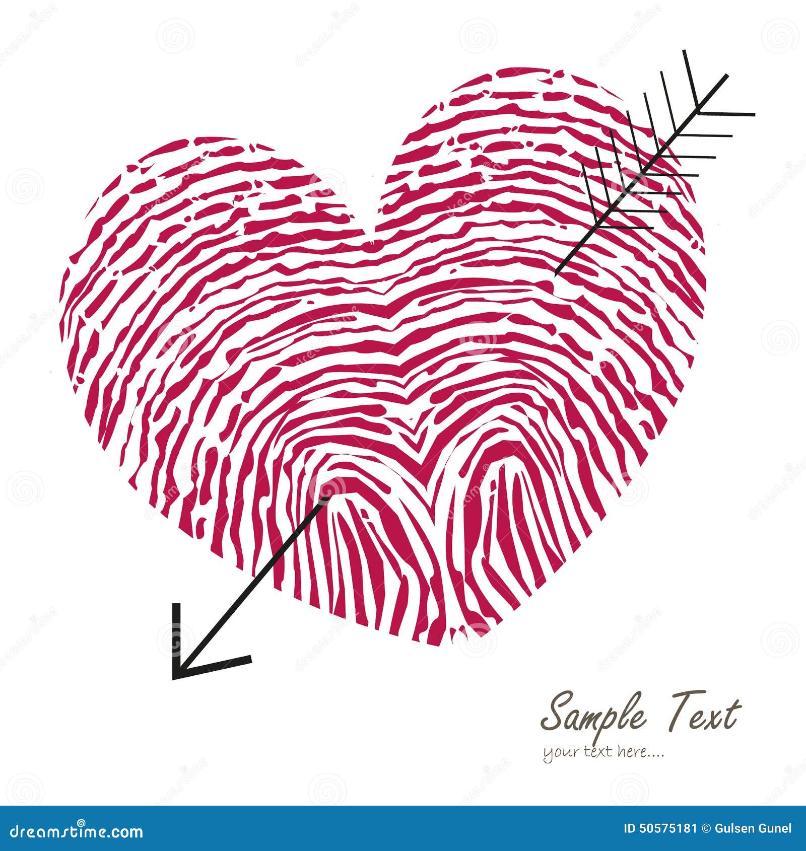 Fingerprint Heart with Arrow Vector Card Stock Vector - Illustration of ...