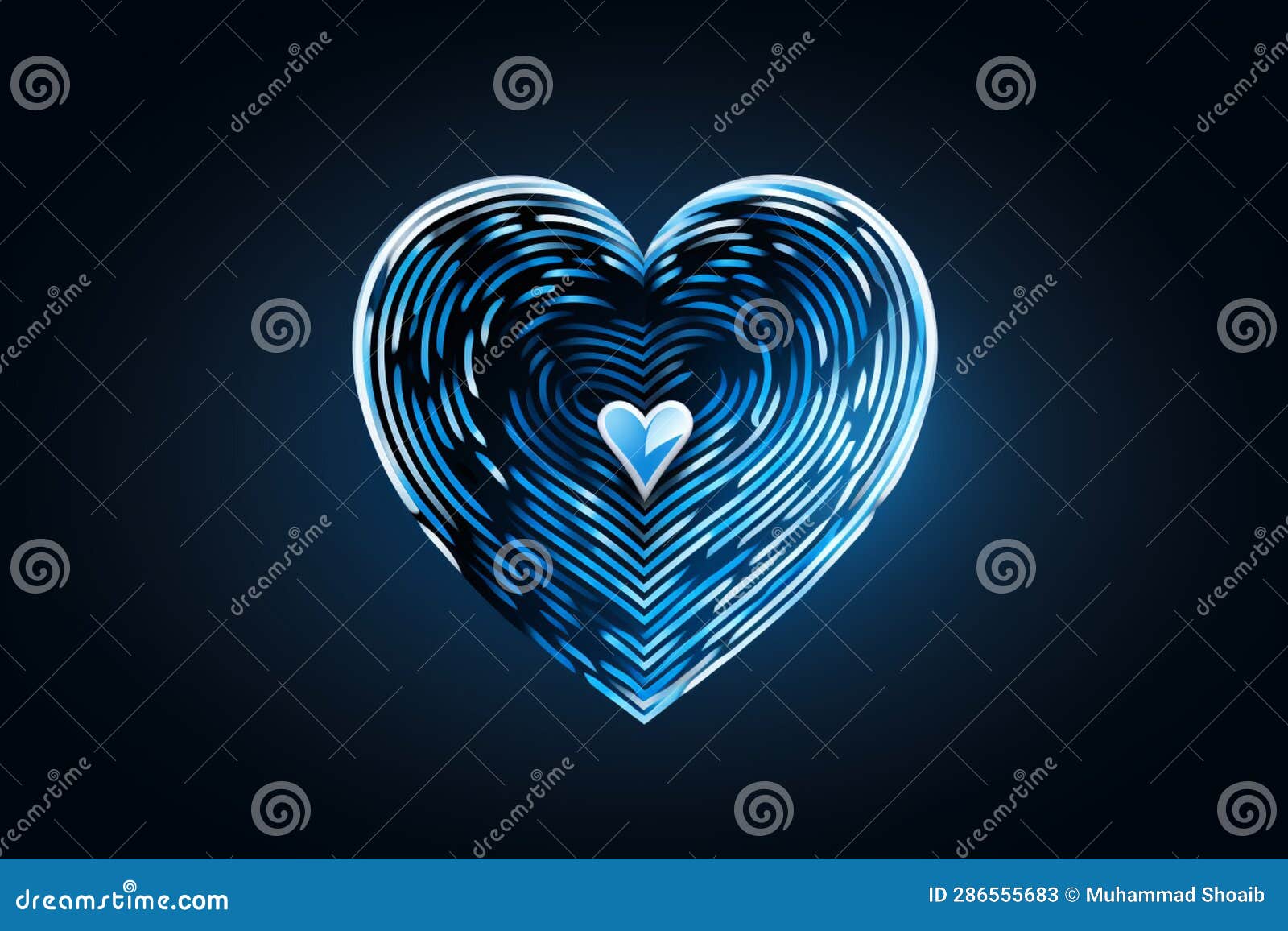 Fingerprint Heart Logo Icon Featuring a Dash Line Heart Pattern Scan ...