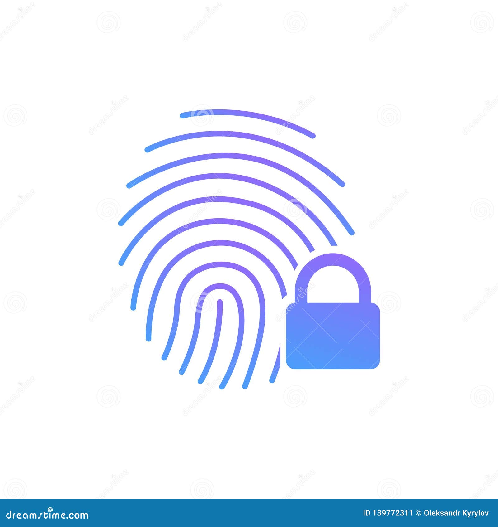 Fingerprint Icon with Lock Sign. Concept of Personal Data Protection ...