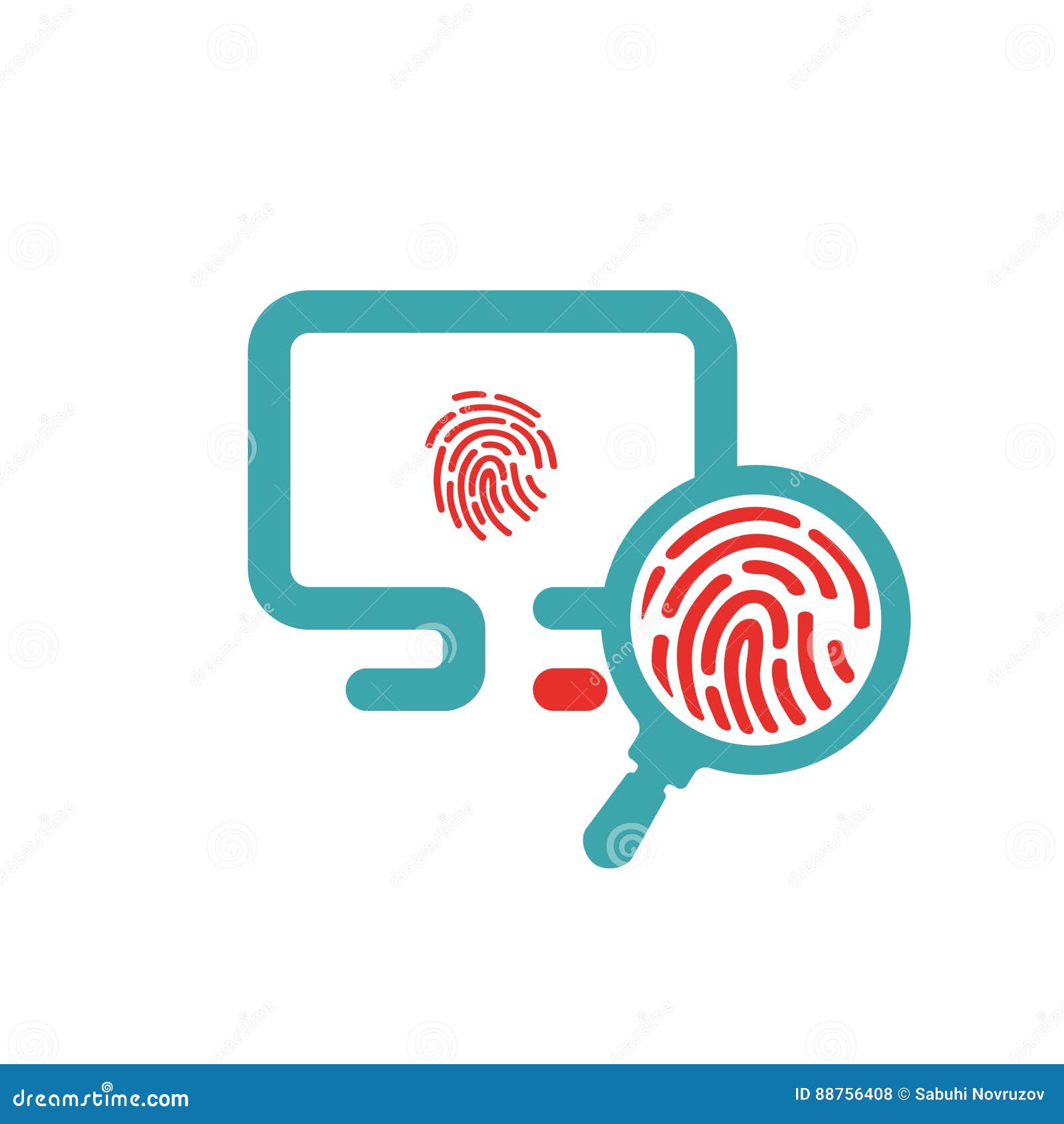 Fingerprint Icon on Pc Laptop Vector Illustration. Stock Vector ...