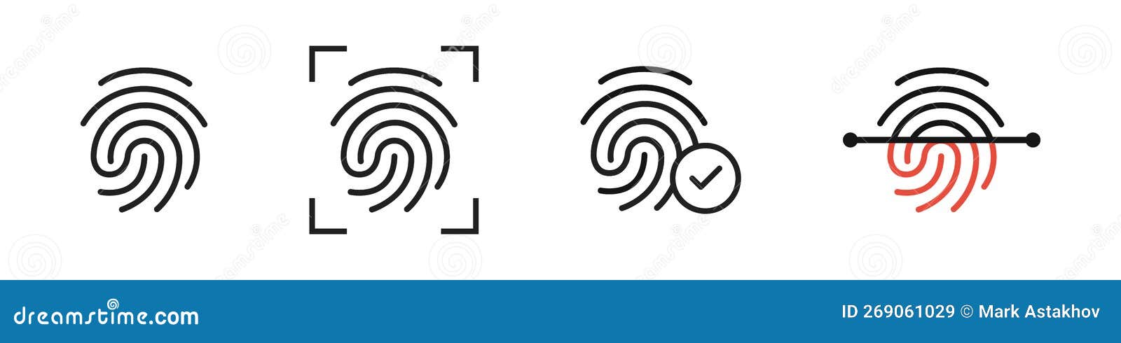 Fingerprint Icon Set. Vector Finger Scanner Symbol Collection Stock ...
