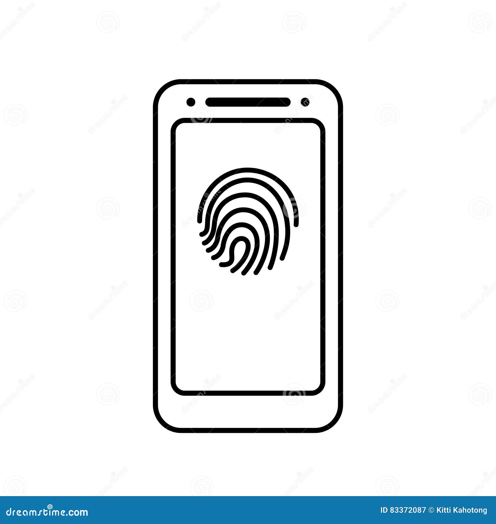 Fingerprint Icon with Smartphone Isolated Sign Symbol Stock Vector ...