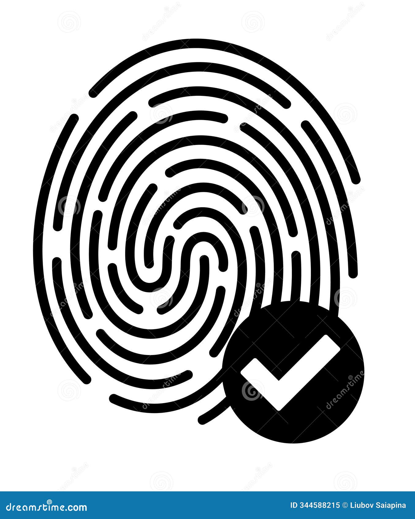 Fingerprint Icon and Tick. Verification Passed. Digital Security ...