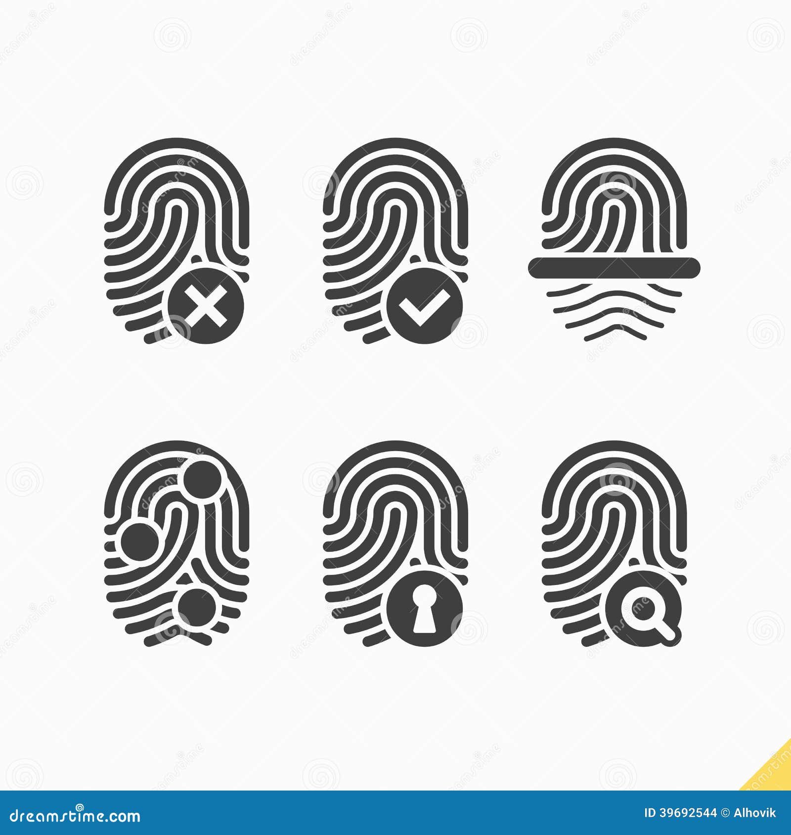 Fingerprint icons set stock vector. Illustration of identity - 39692544