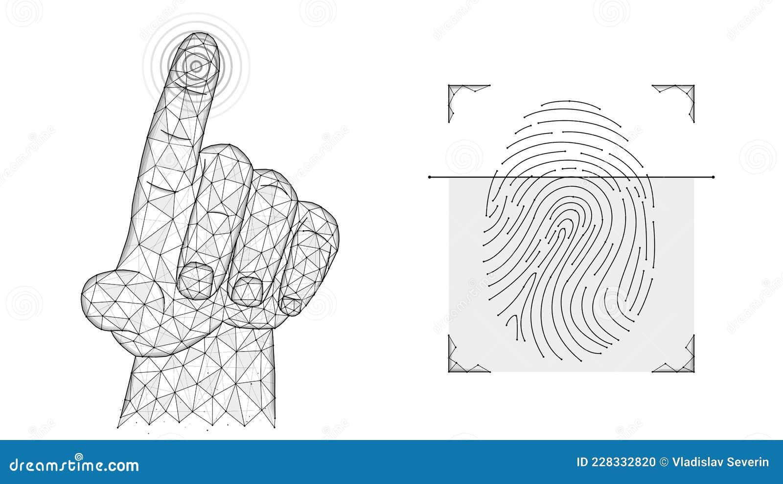 Fingerprint Identification Concept. Biometric Data Low Poly Design ...