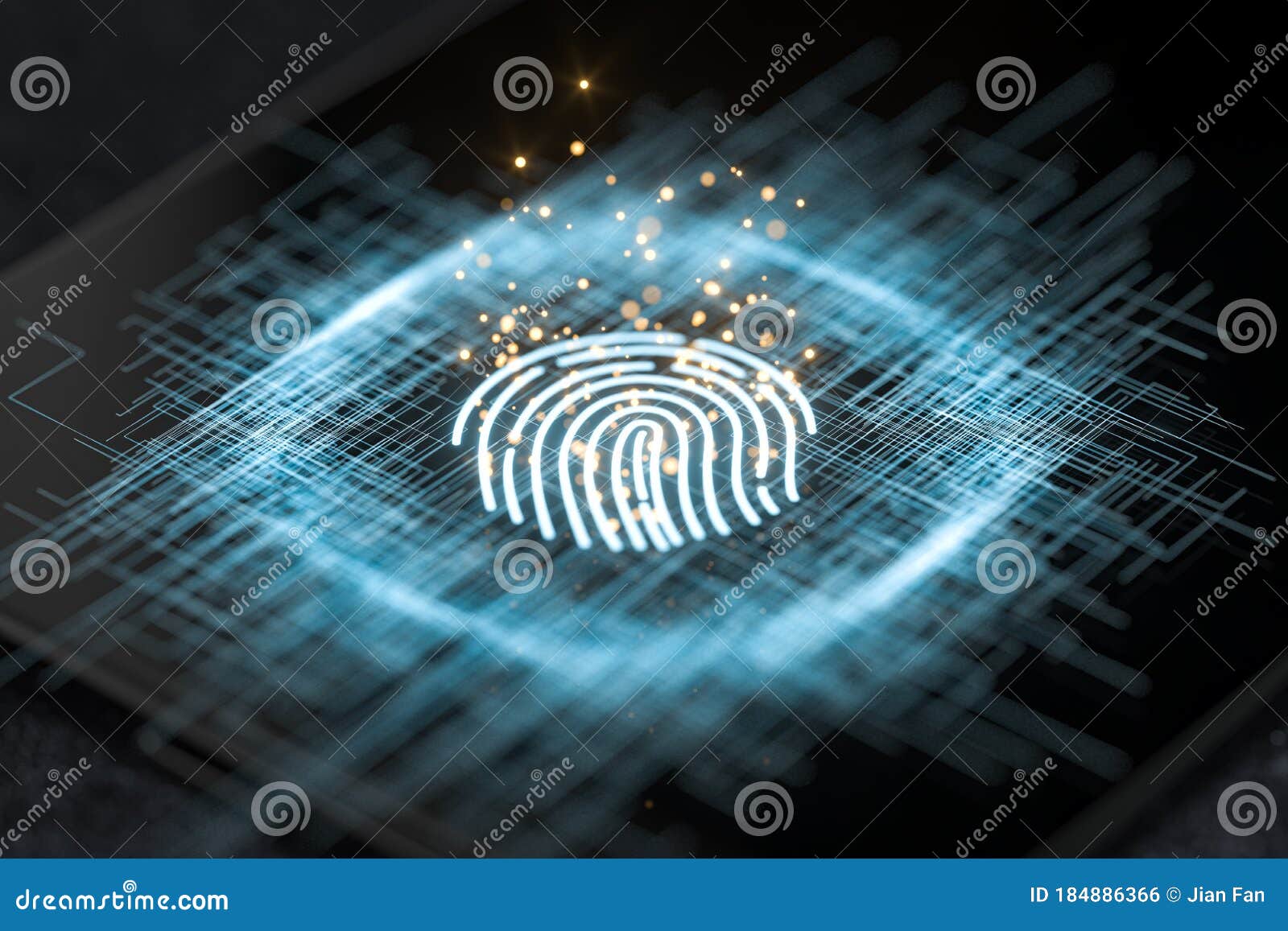 Fingerprint Identification Concept, Technological Background, 3d ...