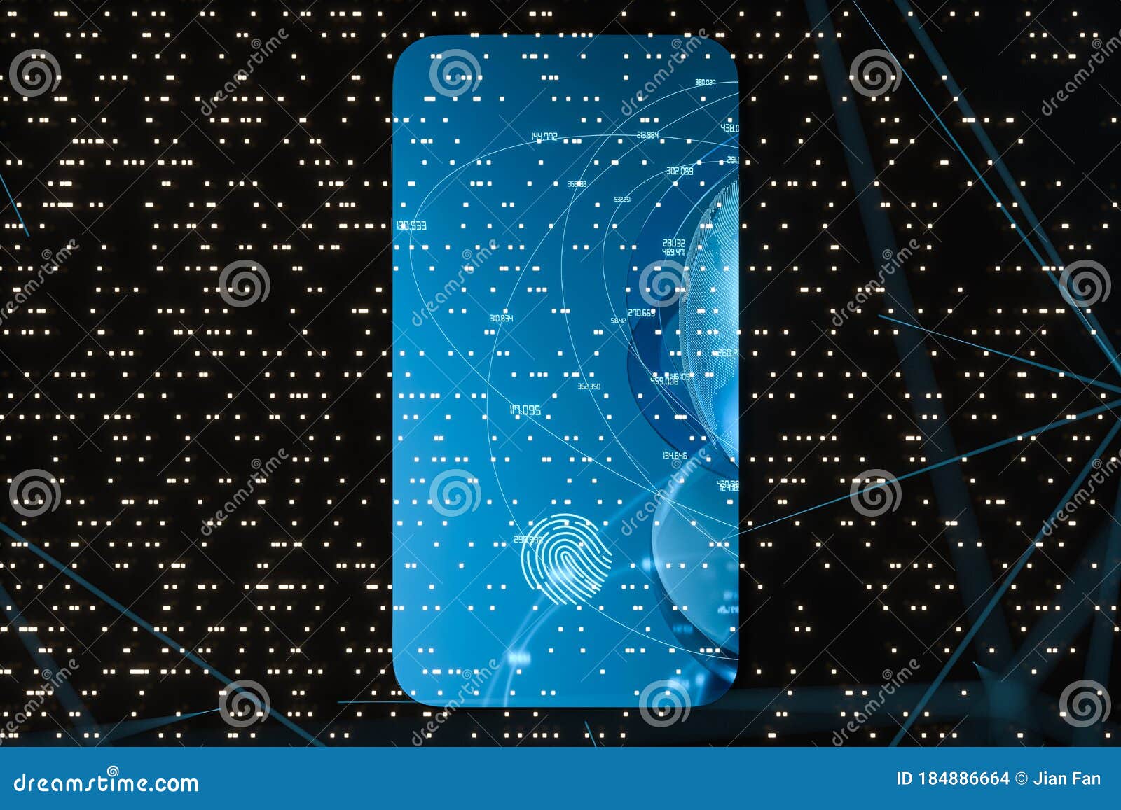 Fingerprint Identification Concept, Technological Background, 3d ...
