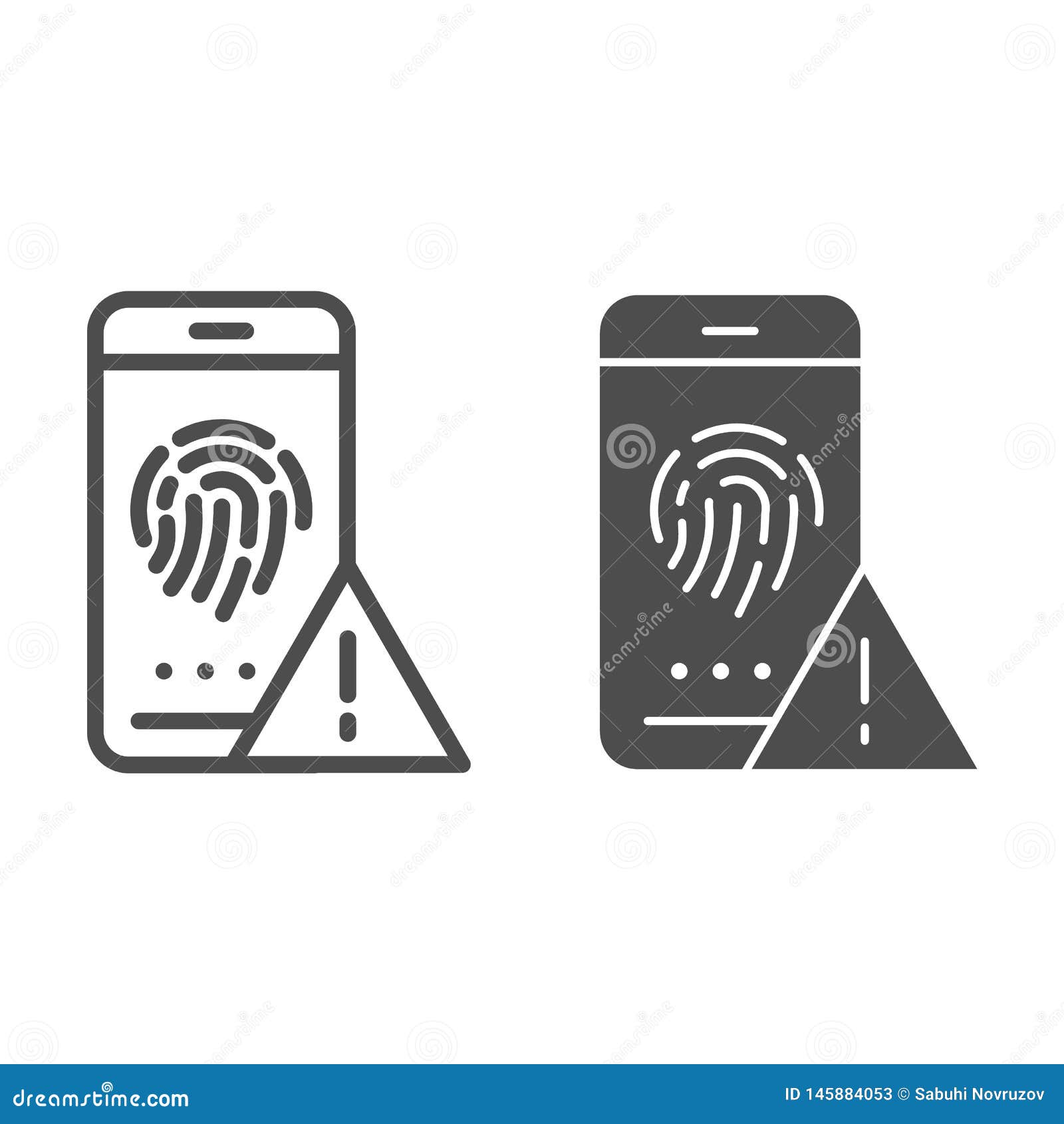 Fingerprint Identification Line And Glyph Icon. Authorization Vector ...