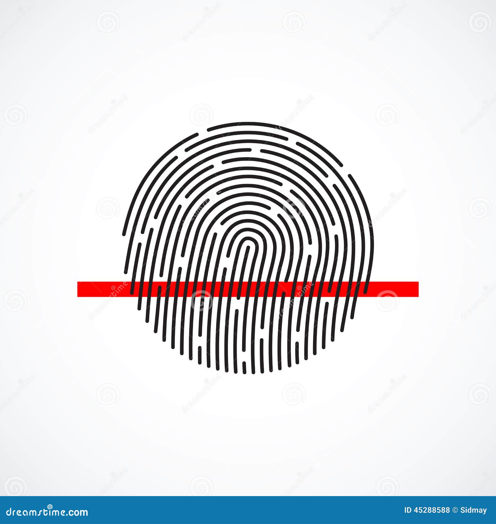 Fingerprint Identification System, Black Symbol Vector Illustration ...