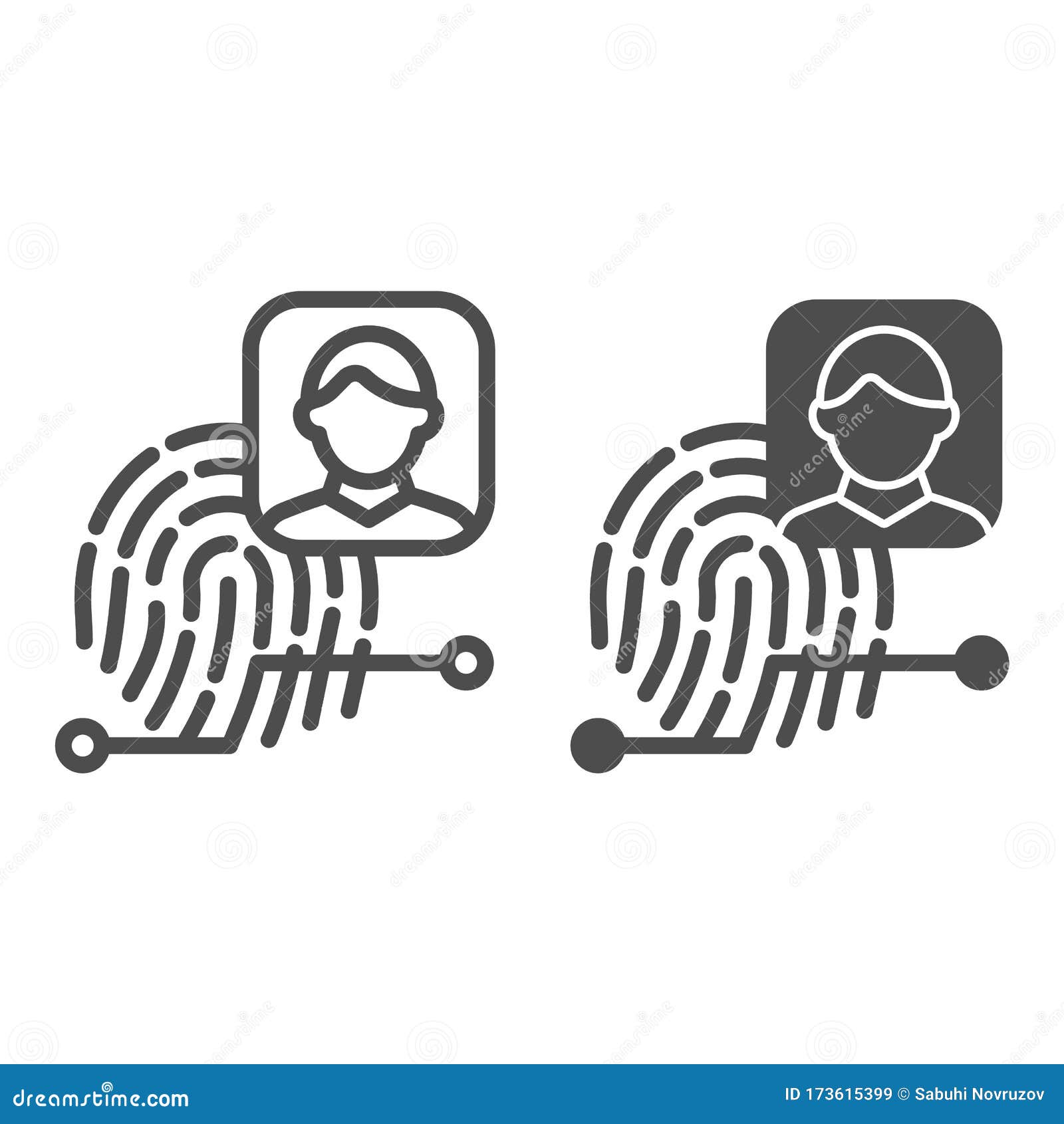 Fingerprint Identity Line and Solid Icon. Biometric Scanning, Person ... Fingerprint Identity Line and Solid Icon. Biometric Scanning, Person ...