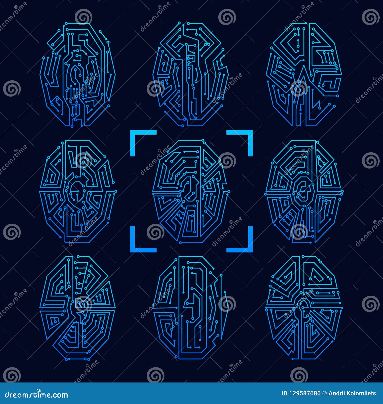 Fingerprint Identity Person Touch ID in Chip Style. Stock Vector ...