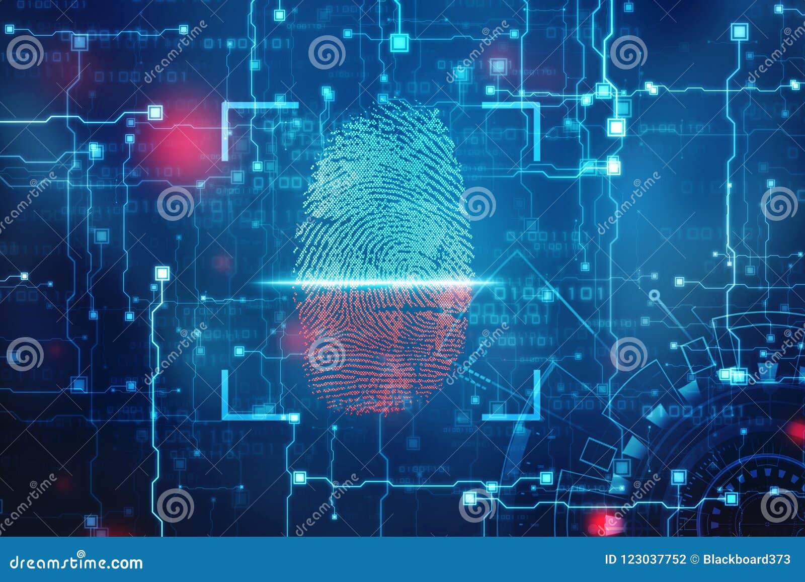 Security Concept: Fingerprint Scanning on Digital Screen. 2d ...