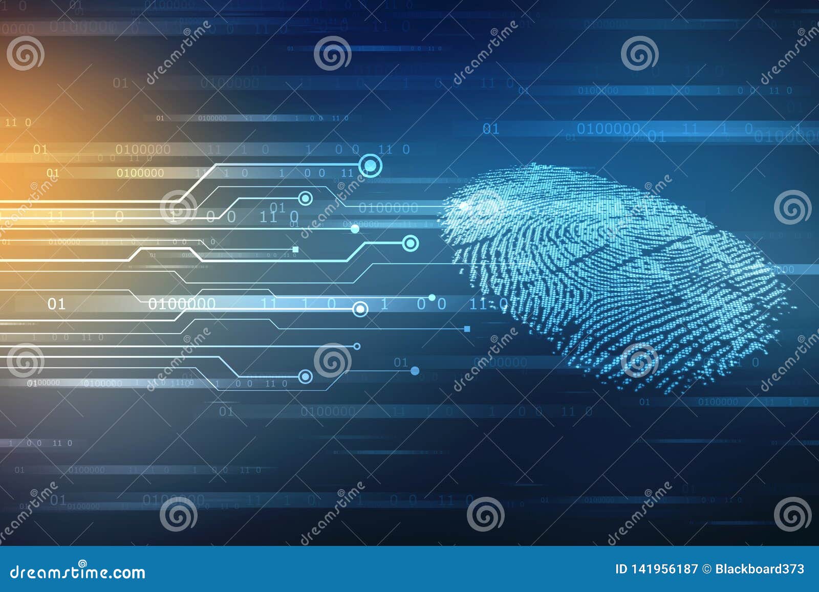 Security Concept: Fingerprint Scanning on Digital Screen. 2d ...