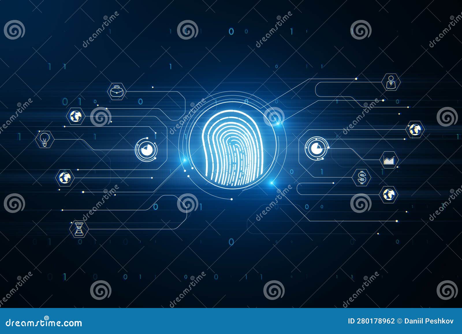 Fingerprint Interface Background. 3D Rendering Stock Illustration ...