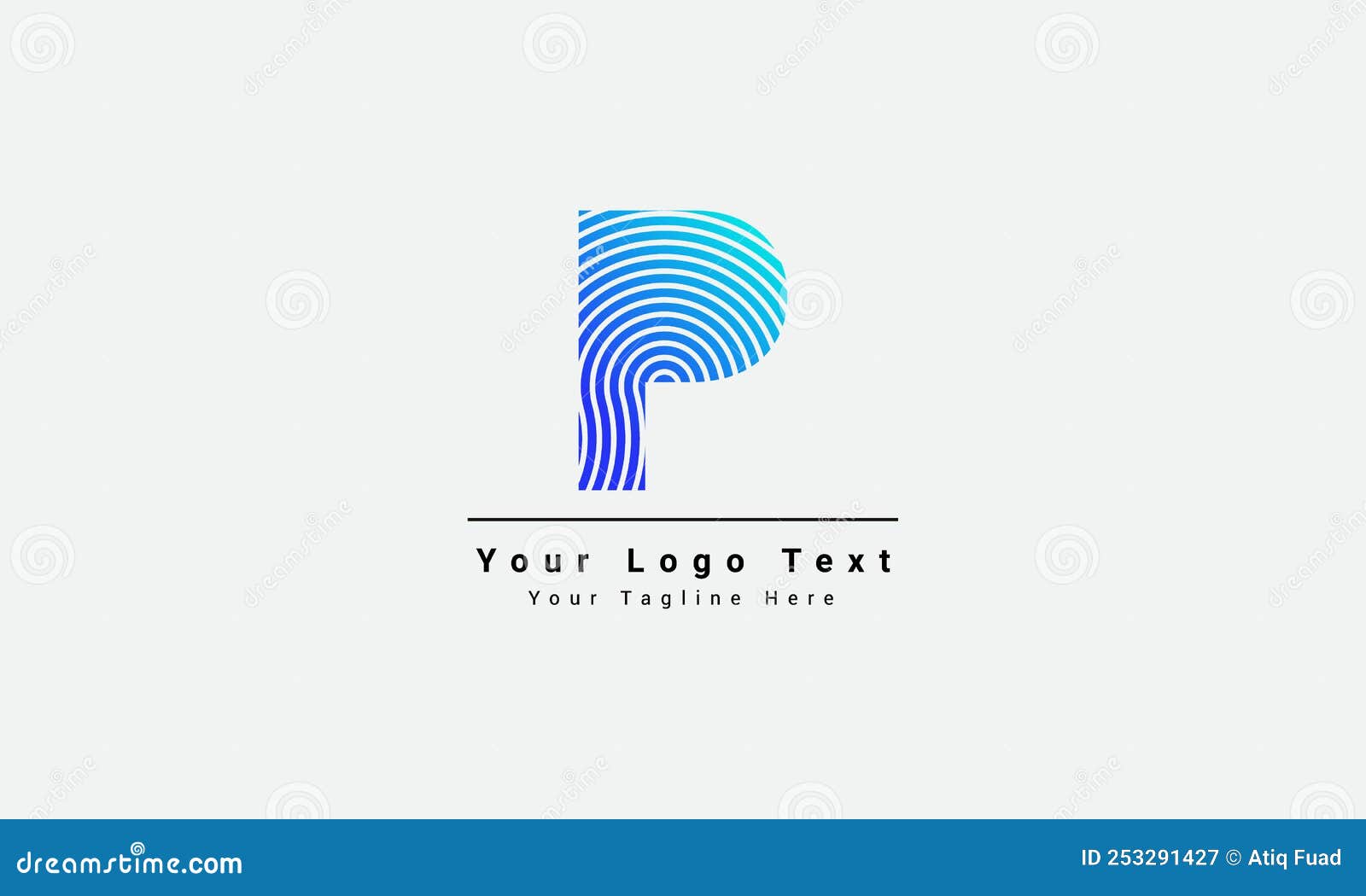 Fingerprint Letter P Vector Template. Design with Gradient and ...