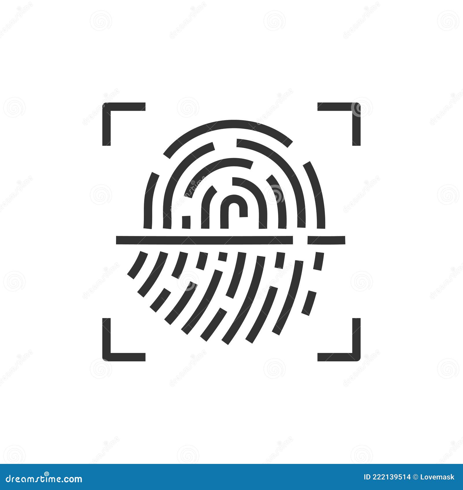 Fingerprint Line Icon on White Background. Editable Stroke. Stock ...