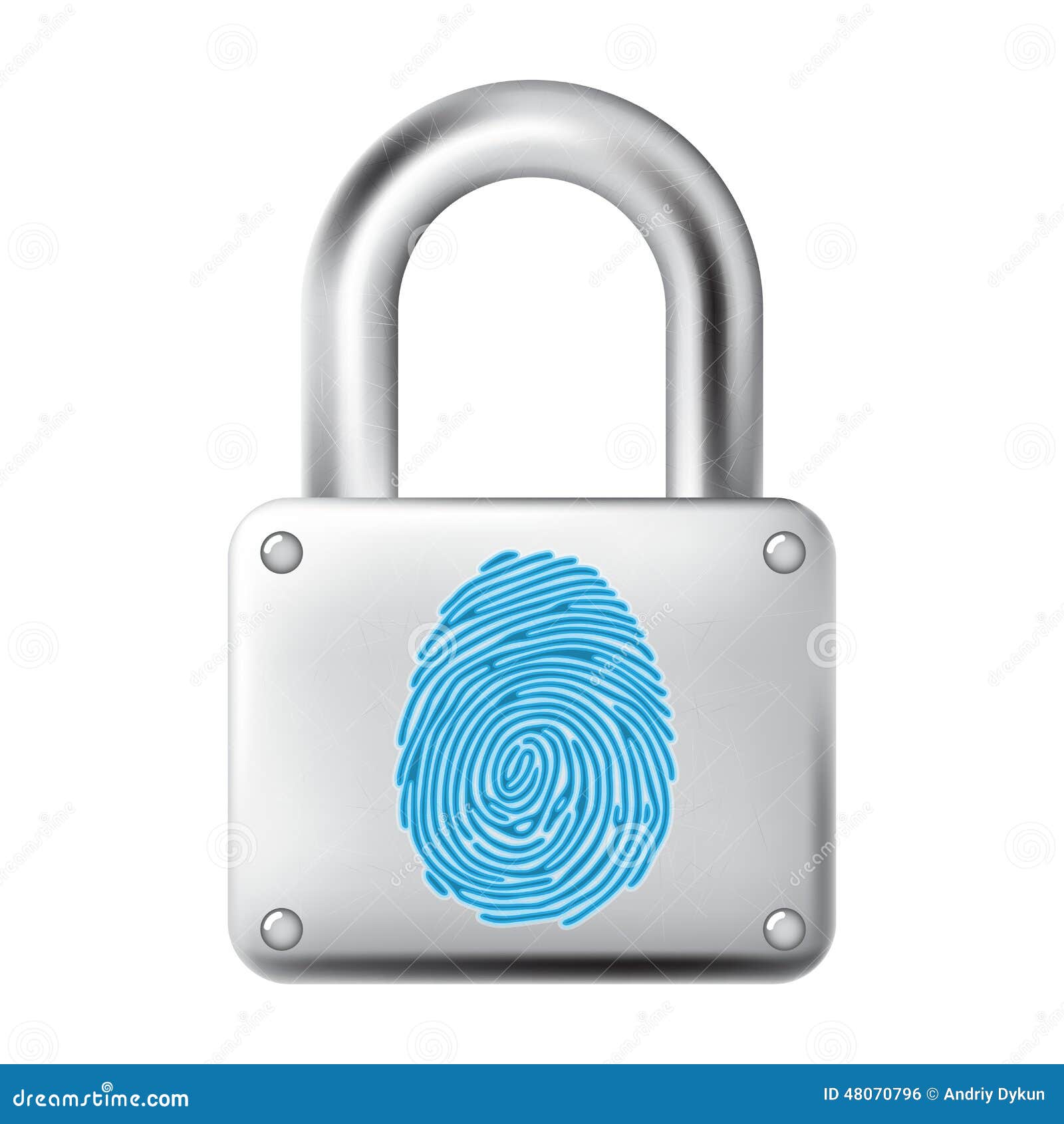 Fingerprint lock stock vector. Illustration of system - 48070796