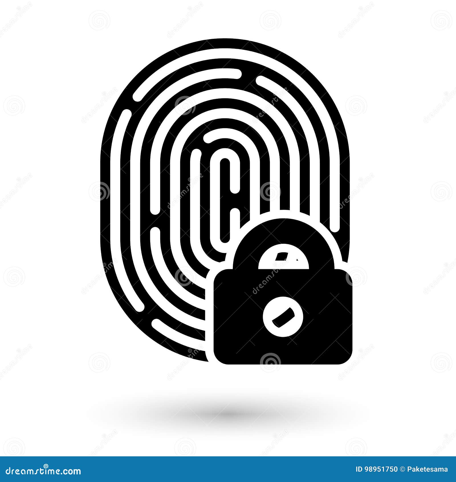 Fingerprint with Lock Linear Icon Stock Vector - Illustration of ...