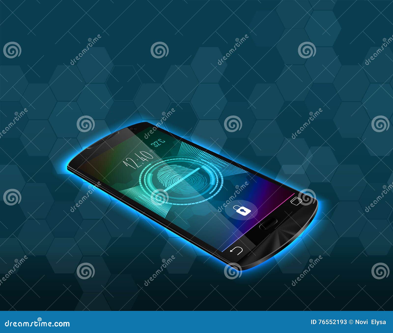 Fingerprint Lock Scanning in Smartphone Stock Vector - Illustration of ...
