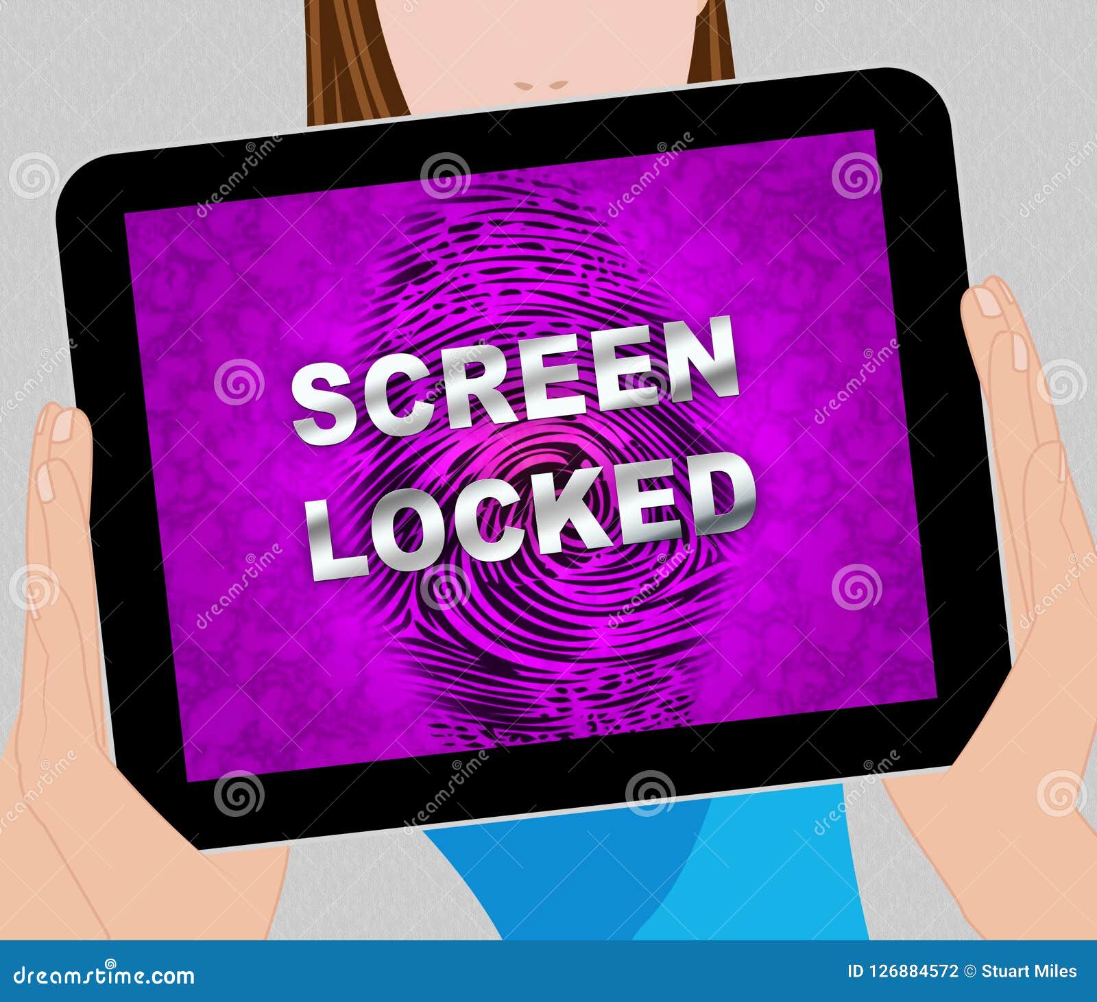 Fingerprint Lock Screen Secure Touch Authorization 2d Illustration ...