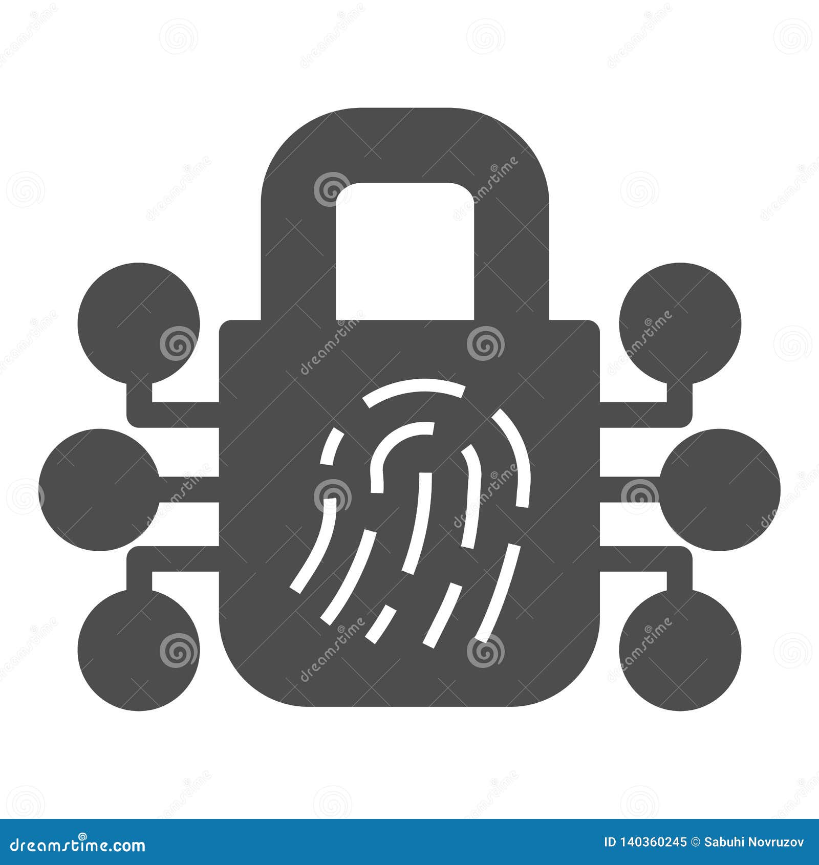 Fingerprint with Lock Solid Icon. Finger Scan Locked Vector ...