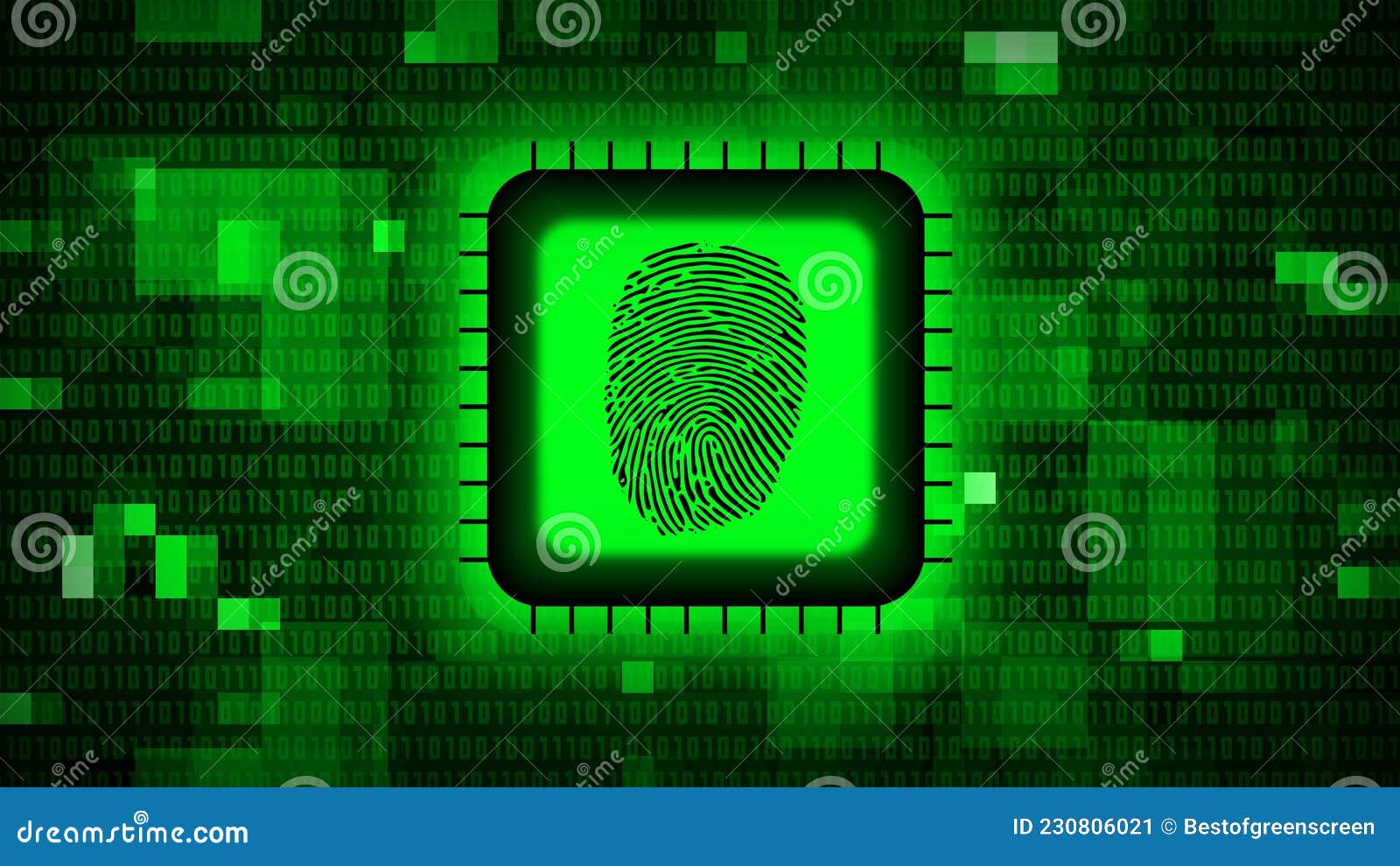 Fingerprint Logo on Chip Sensor - Abstract Background in Green of ...