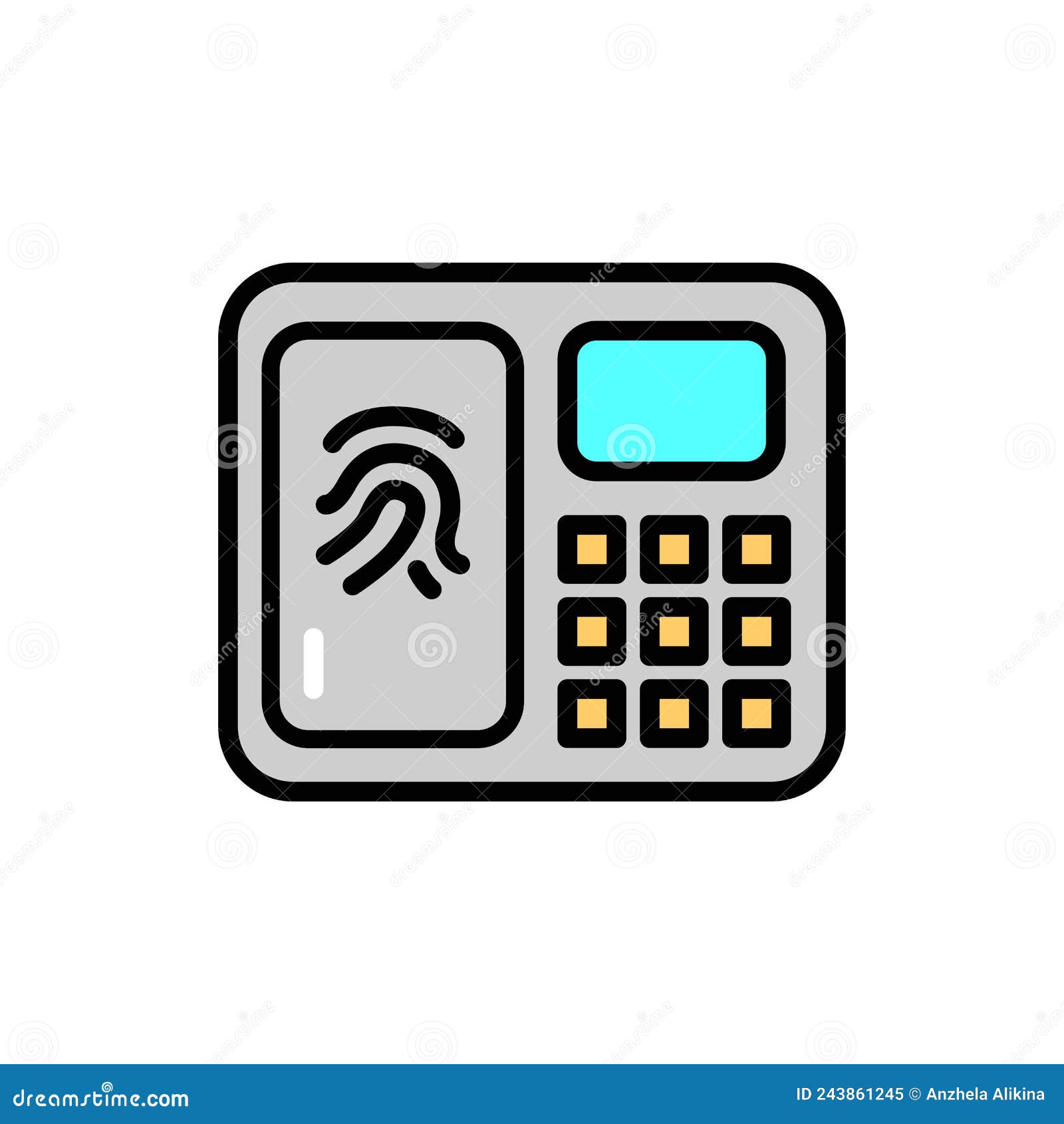 Fingerprint Machine Color Line Icon. Stock Vector - Illustration of ...