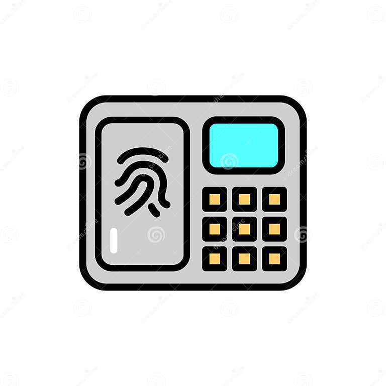 Fingerprint Machine Color Line Icon. Stock Vector - Illustration of ...