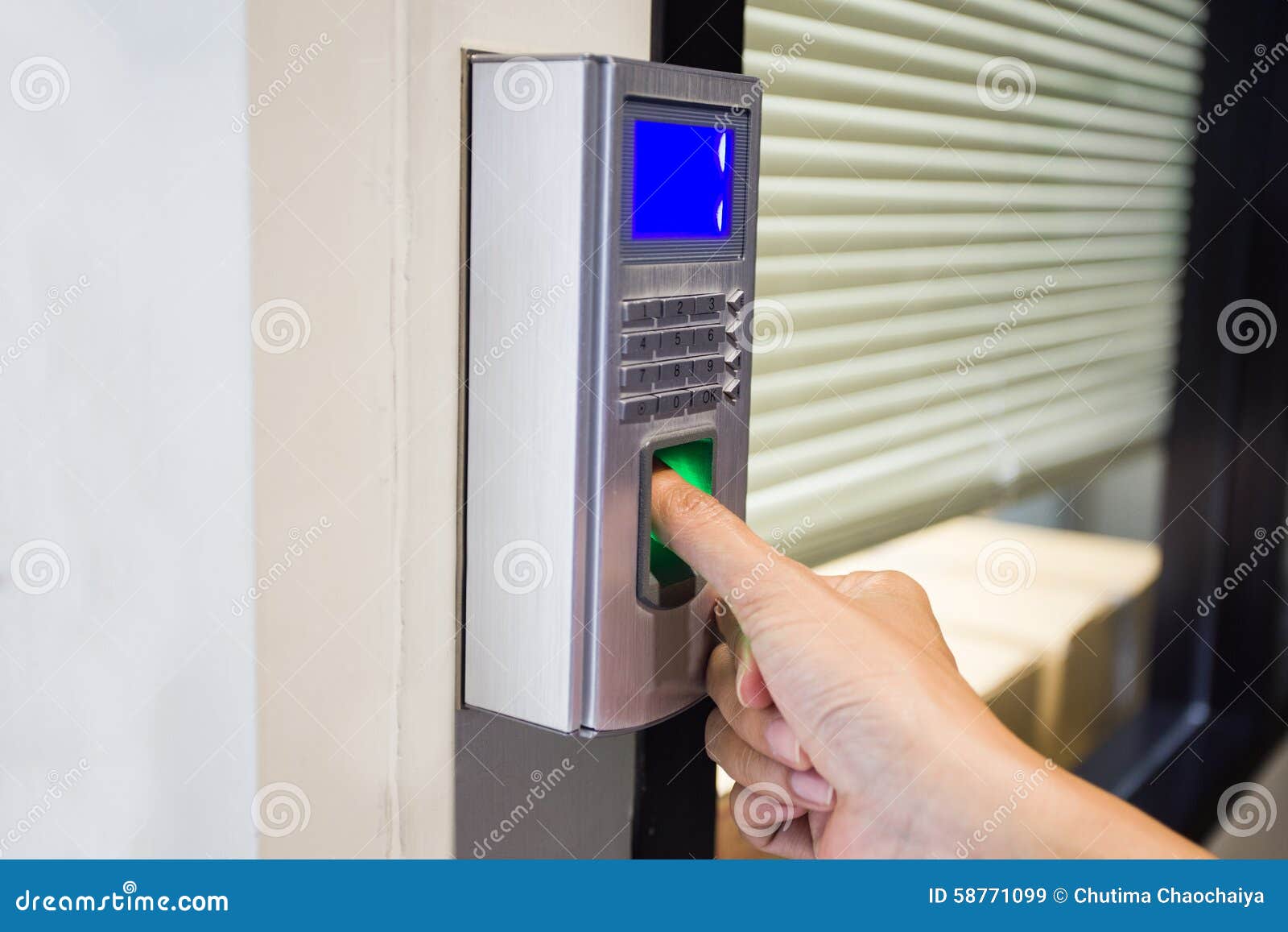 Fingerprint Machine in a Office Building Stock Image - Image of ...