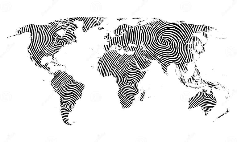 Fingerprint Map of the World Stock Vector - Illustration of america ...